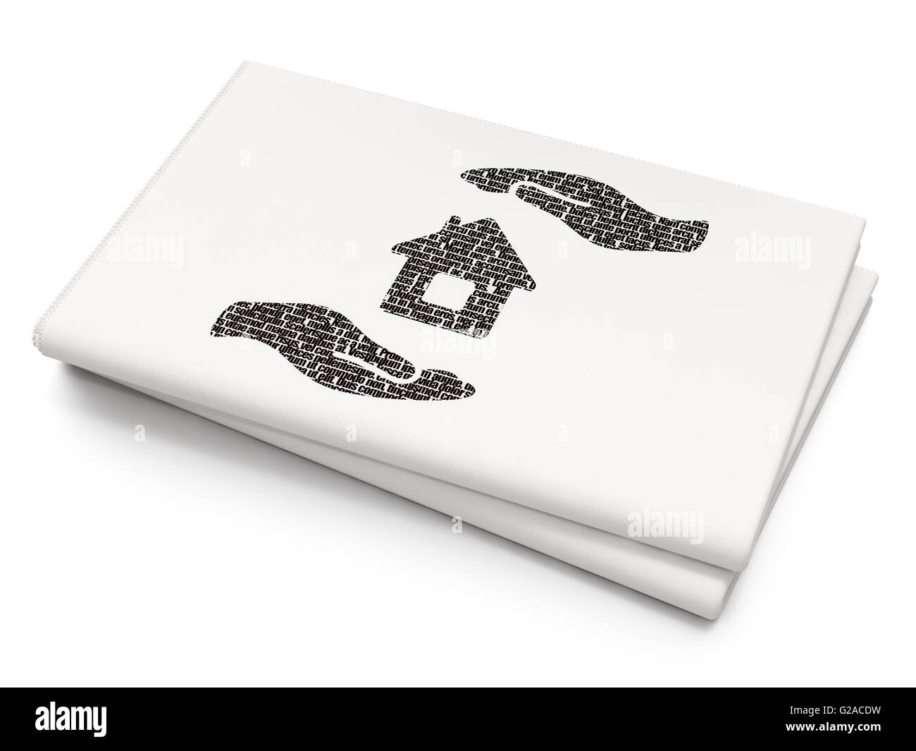 Insurance concept: House And Palm on Blank Newspaper background Stock ...
