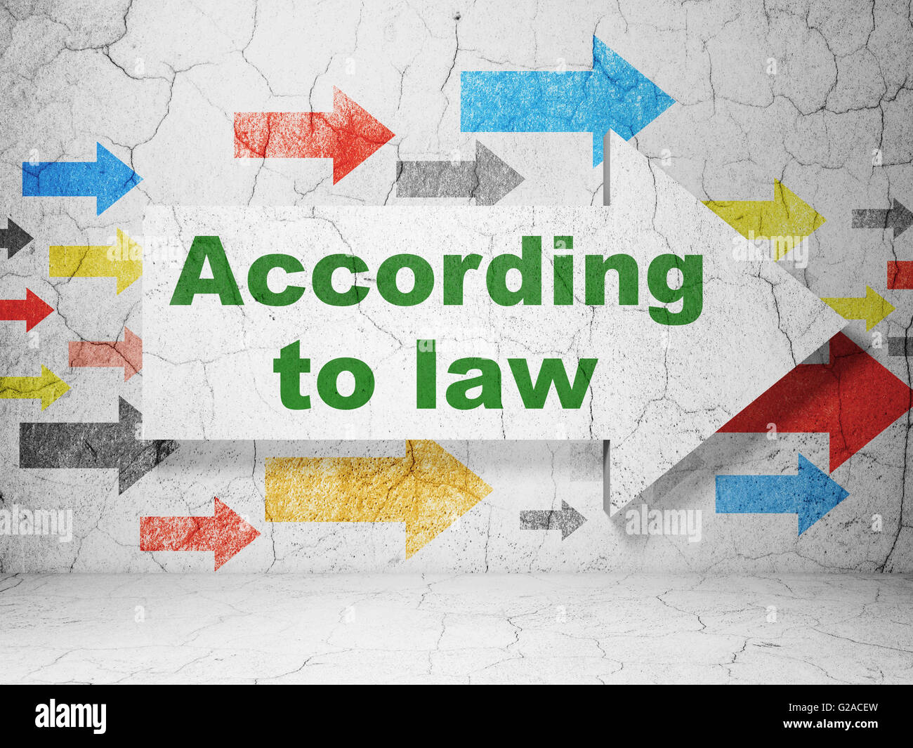 Law concept: arrow with According To Law on grunge wall background ...