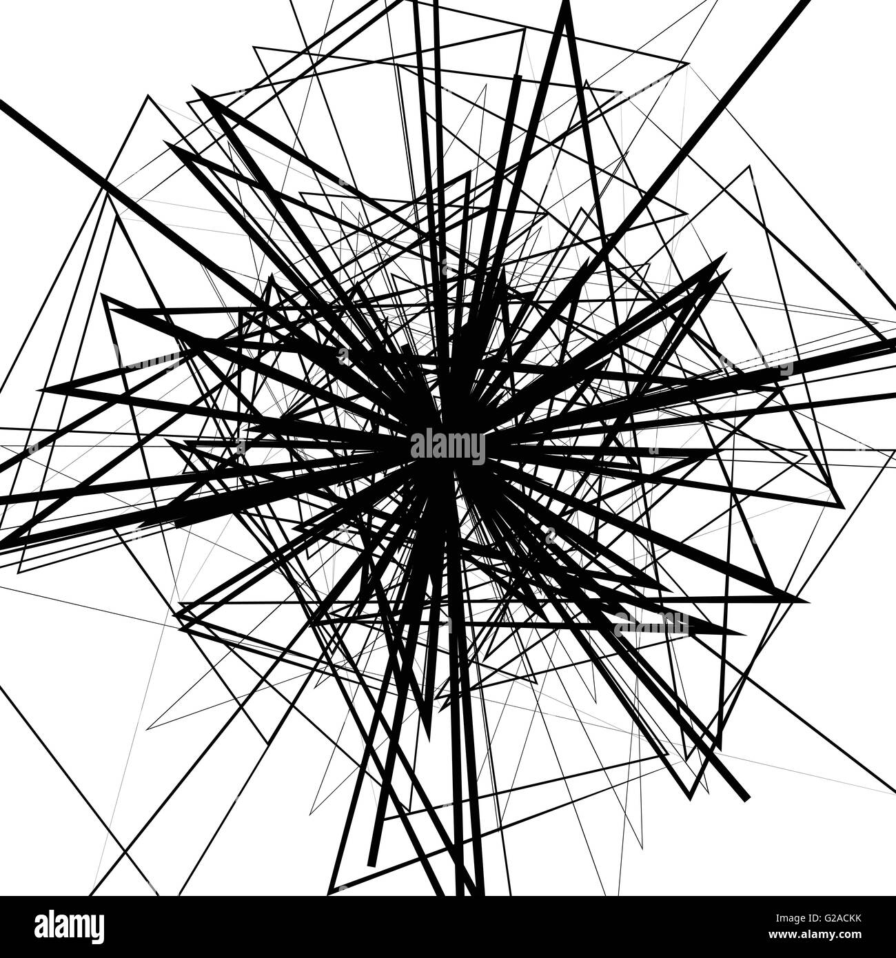 Random Intersecting Lines Abstract Monochrome Geometric Art Stock
