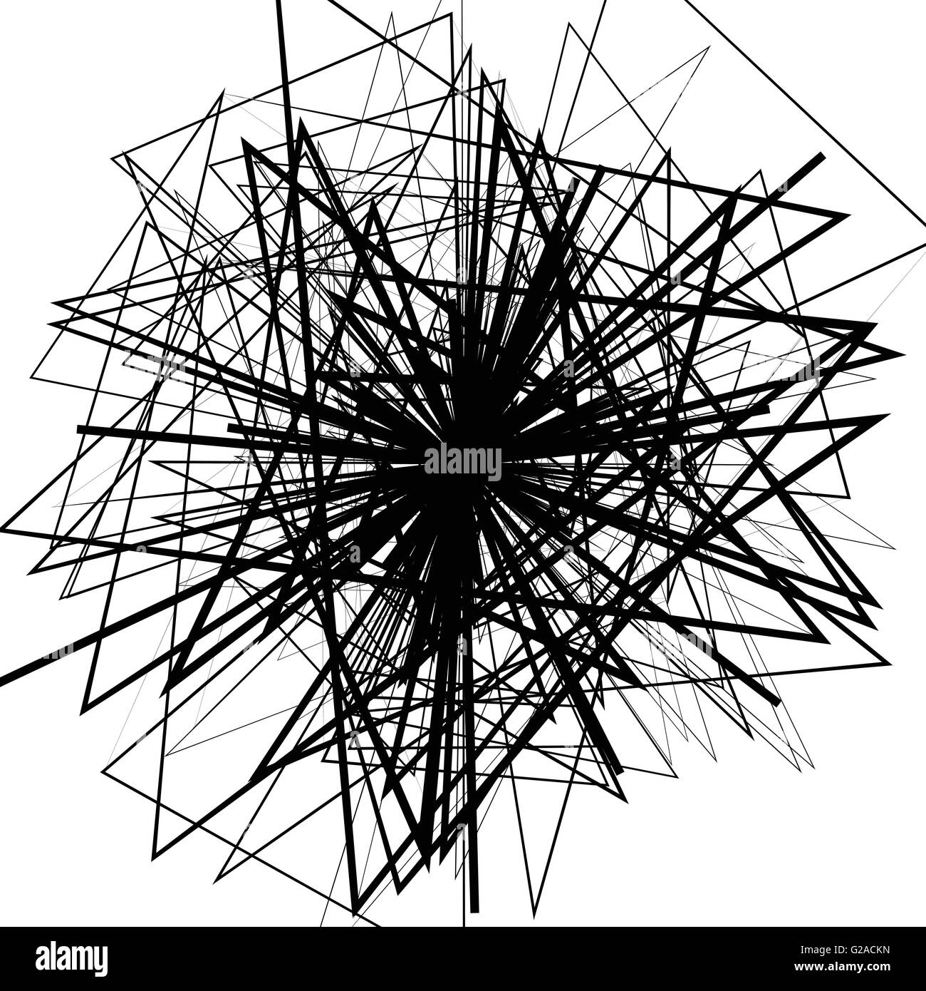 Random Intersecting Lines Abstract Monochrome Geometric Art Stock