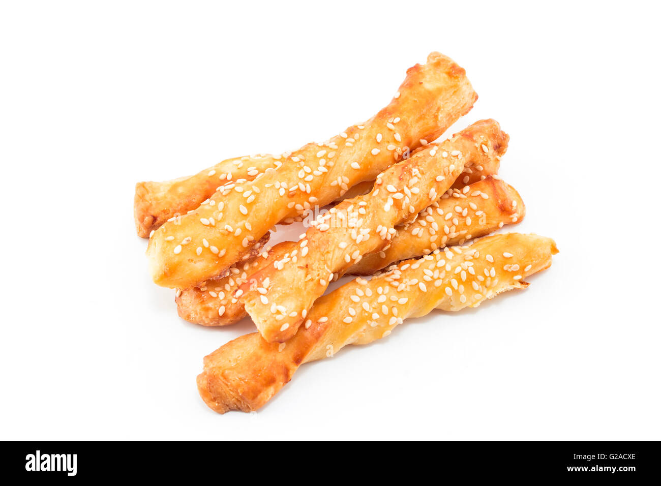 Salty Sticks With Sesame Isolated on White Stock Photo - Alamy