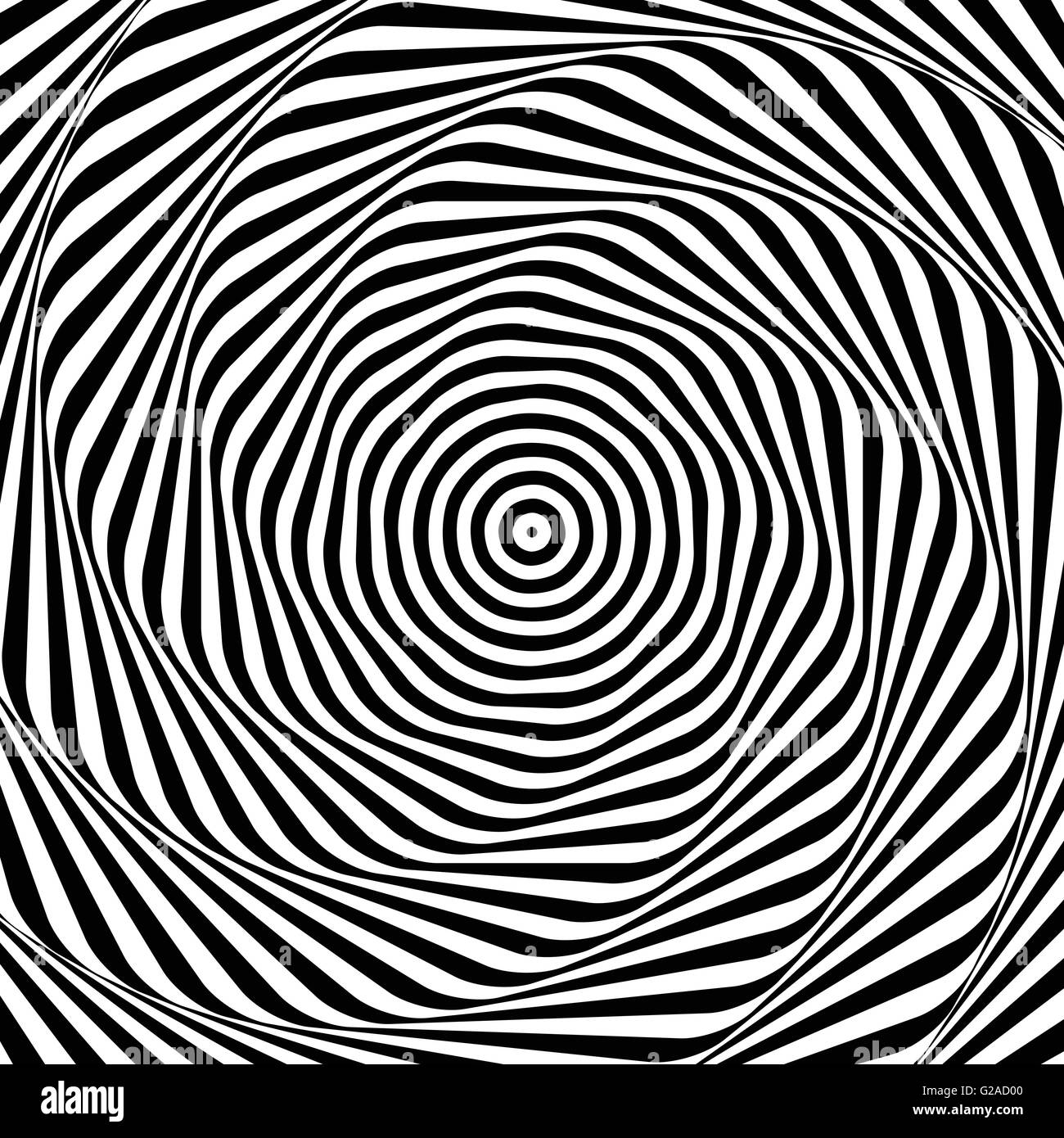 Uncolored, grayscale radiating shape with spirally, vortex distortion ...
