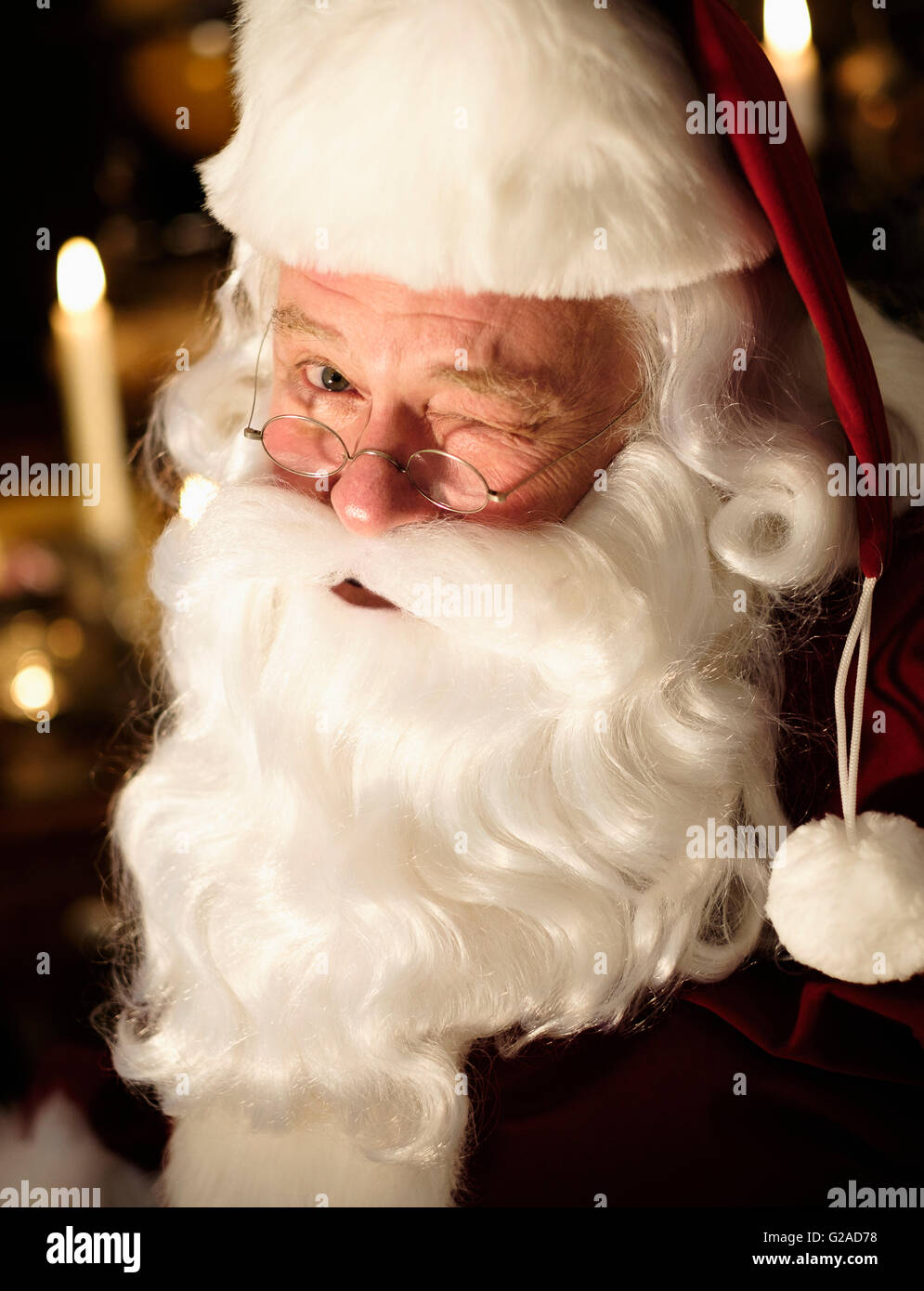 Portrait of Santa Claus winking Stock Photo - Alamy