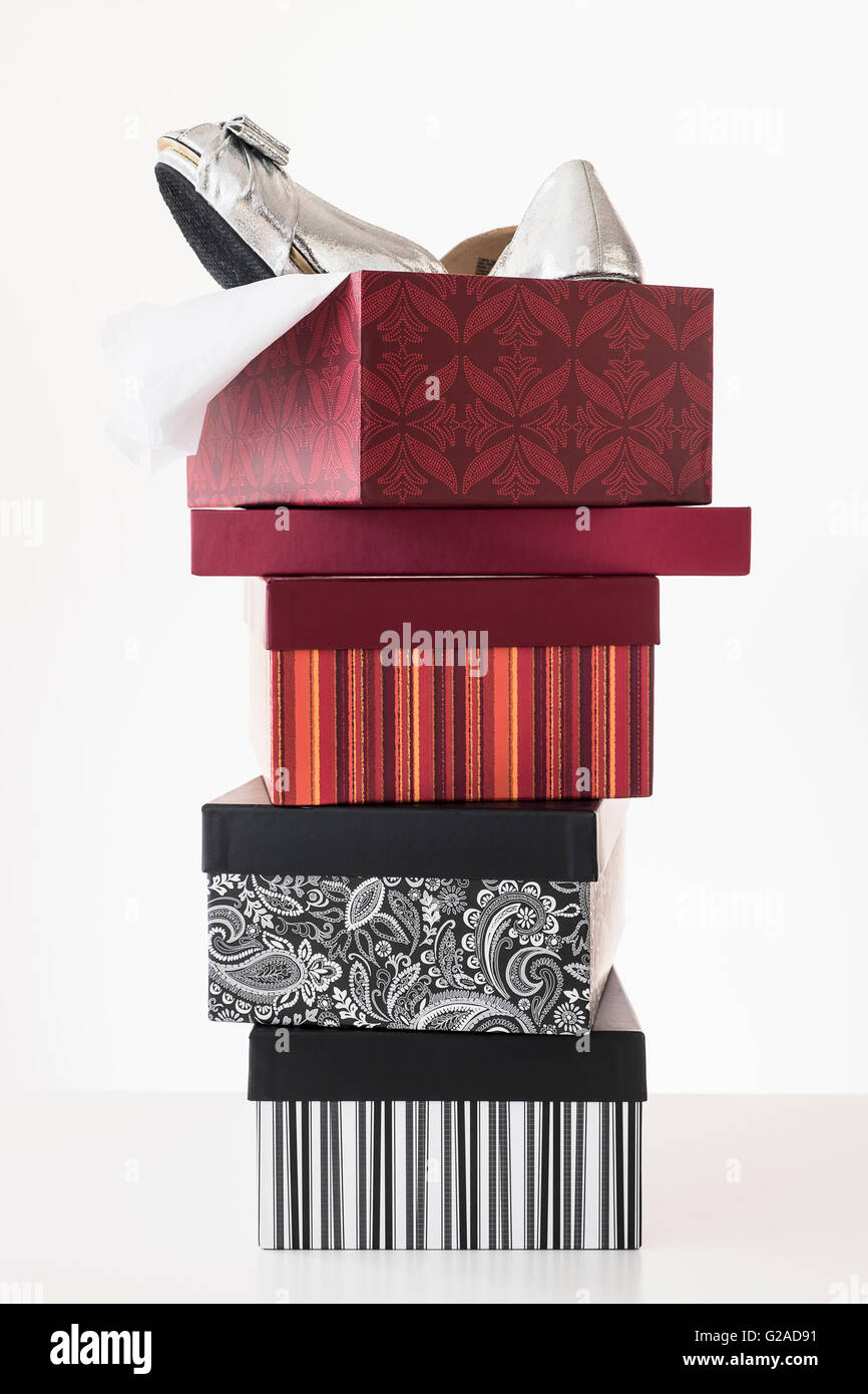 Multi colored shoe boxes Stock Photo - Alamy