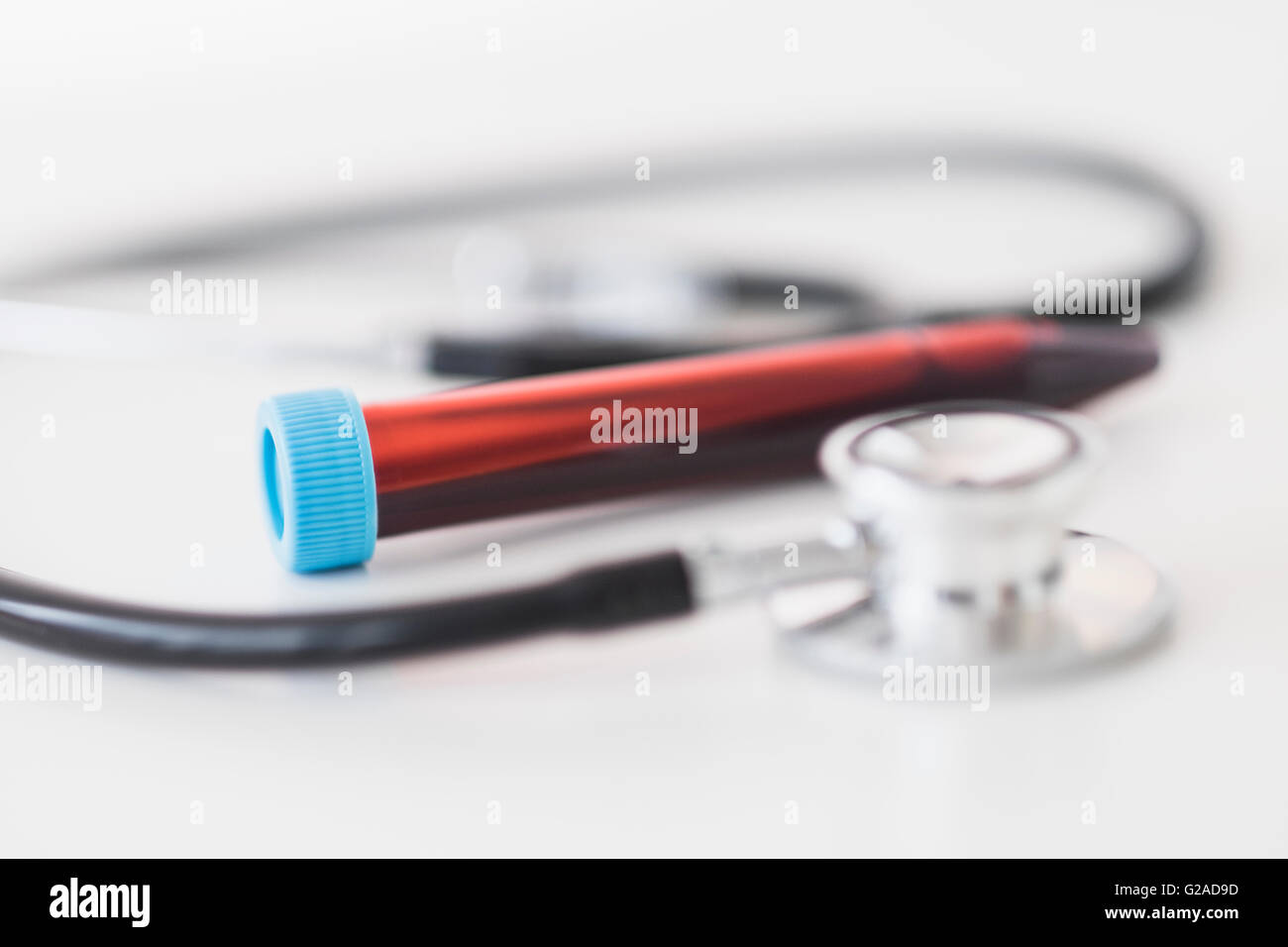 Blood sample and stethoscope Stock Photo - Alamy