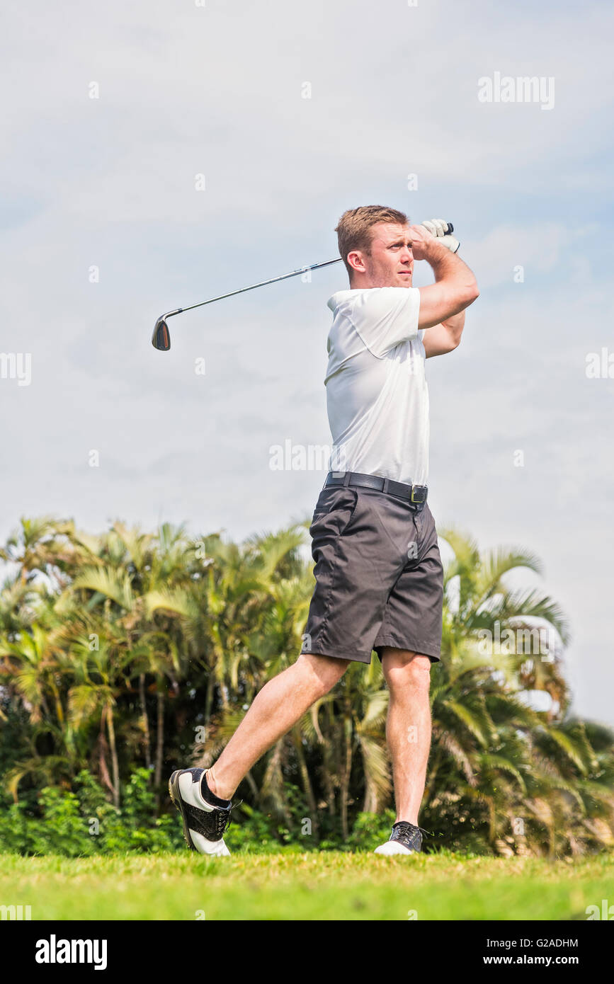 Swinging golfer holding club hi-res stock photography and images - Alamy