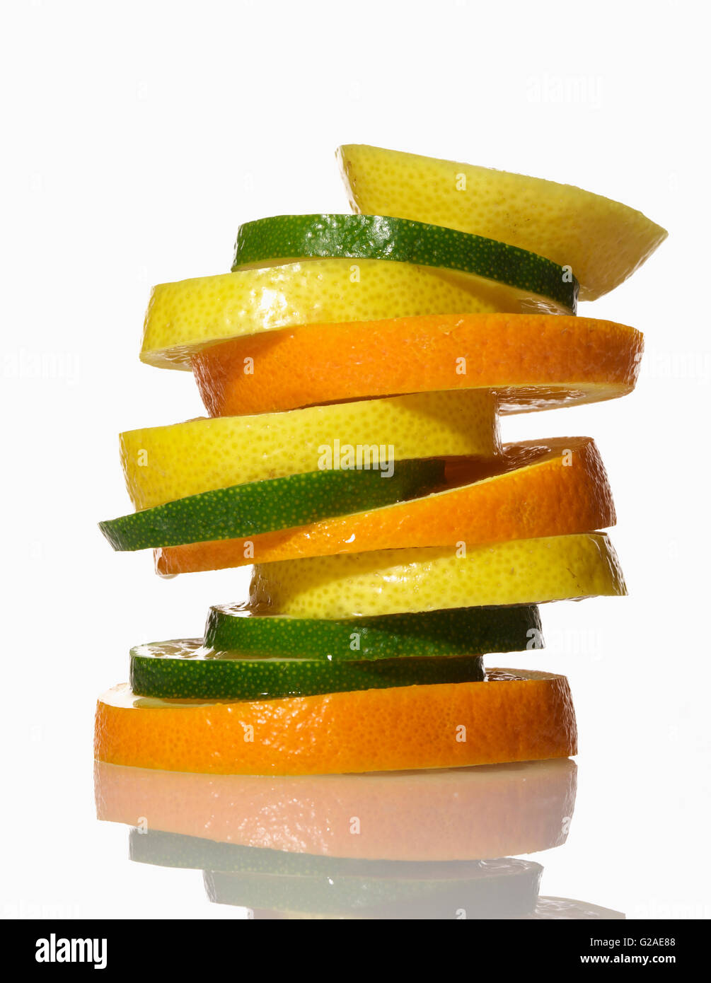 Stack of fruit on white background Stock Photo - Alamy