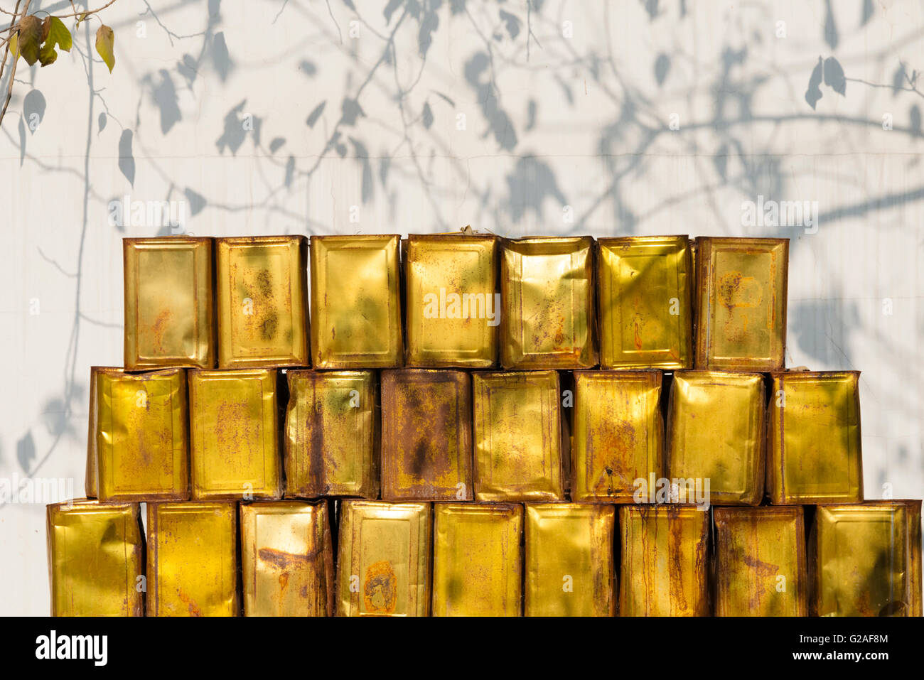 Golden colored buckets, Suzhou, Jiangsu Province, China Stock Photo - Alamy