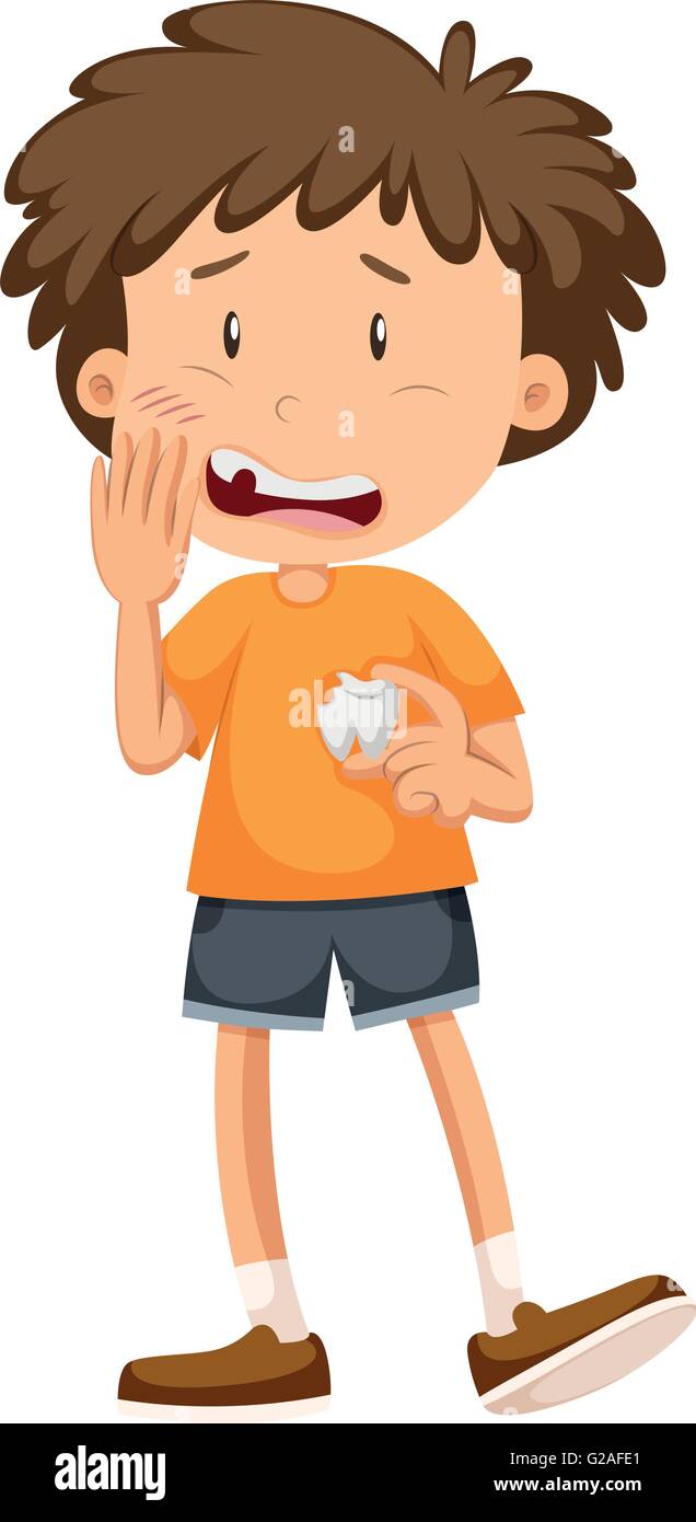 Little boy having cavity tooth illustration Stock Vector Image & Art ...