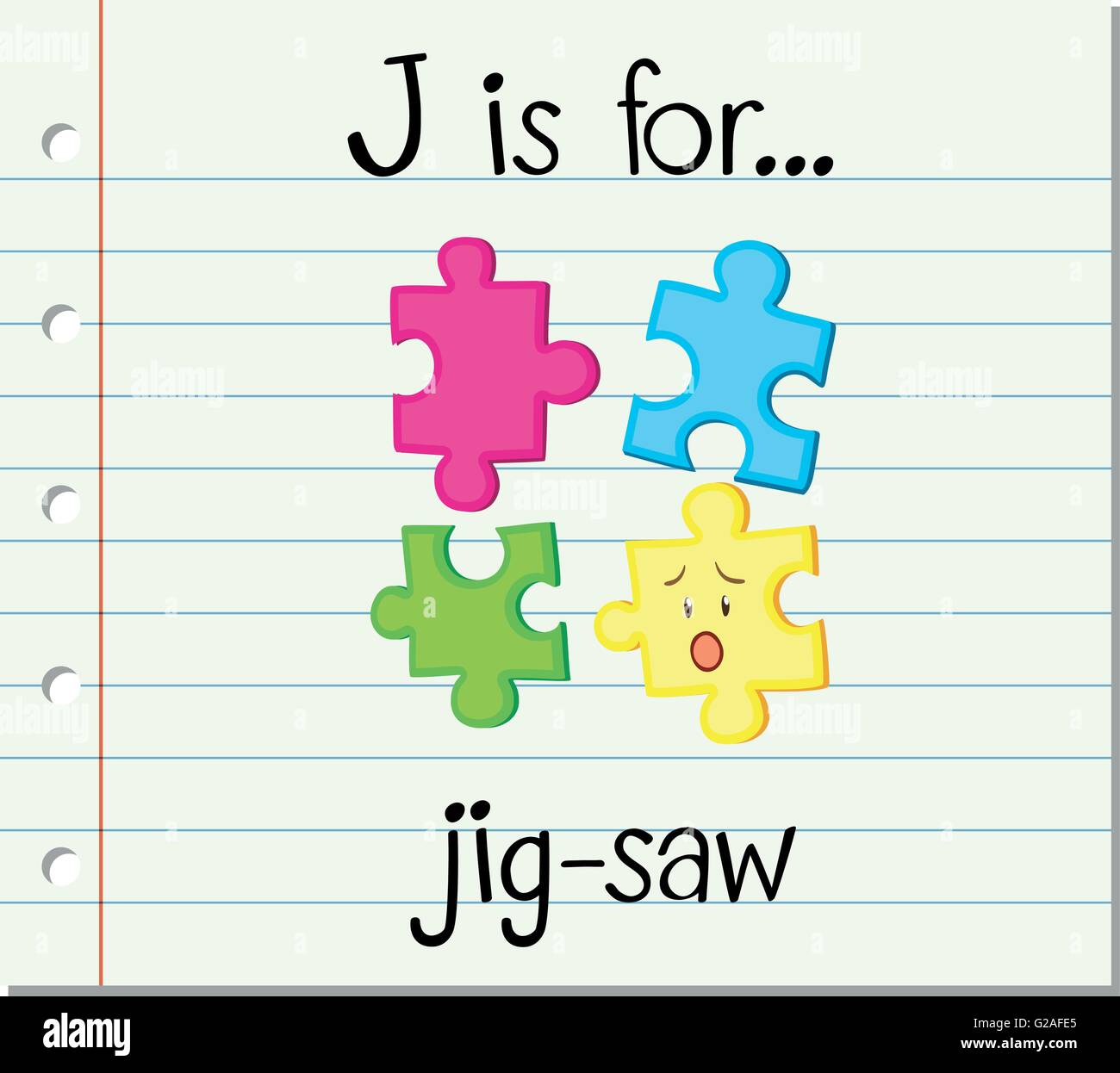 Flashcard letter J is for jig-saw illustration Stock Vector Image & Art ...