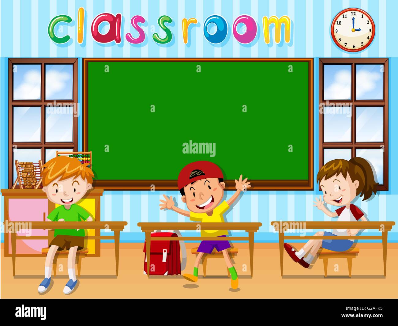 Three students in the classroom illustration Stock Vector Image & Art ...