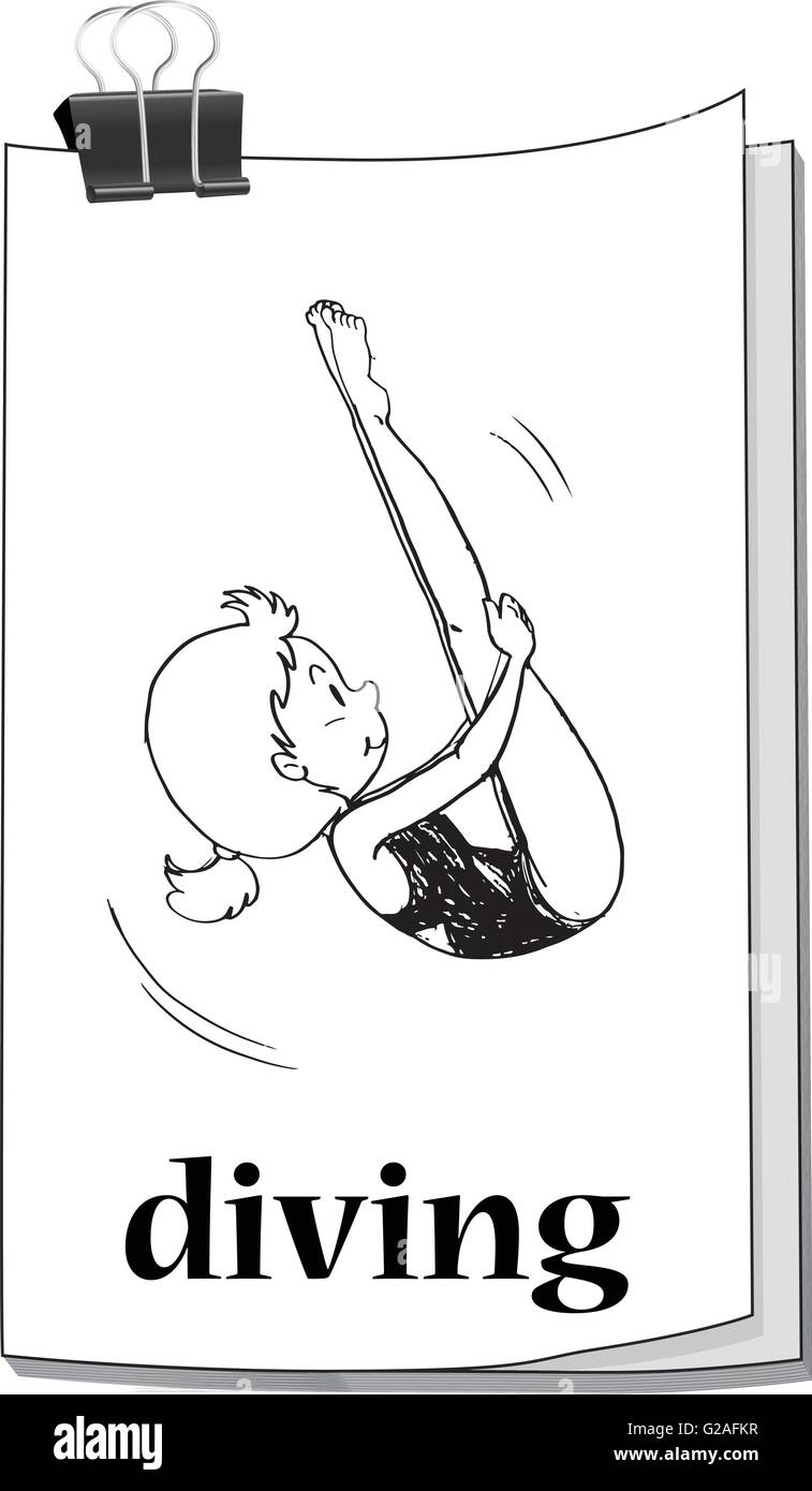 Doodle woman athlete diving illustration Stock Vector Image & Art - Alamy