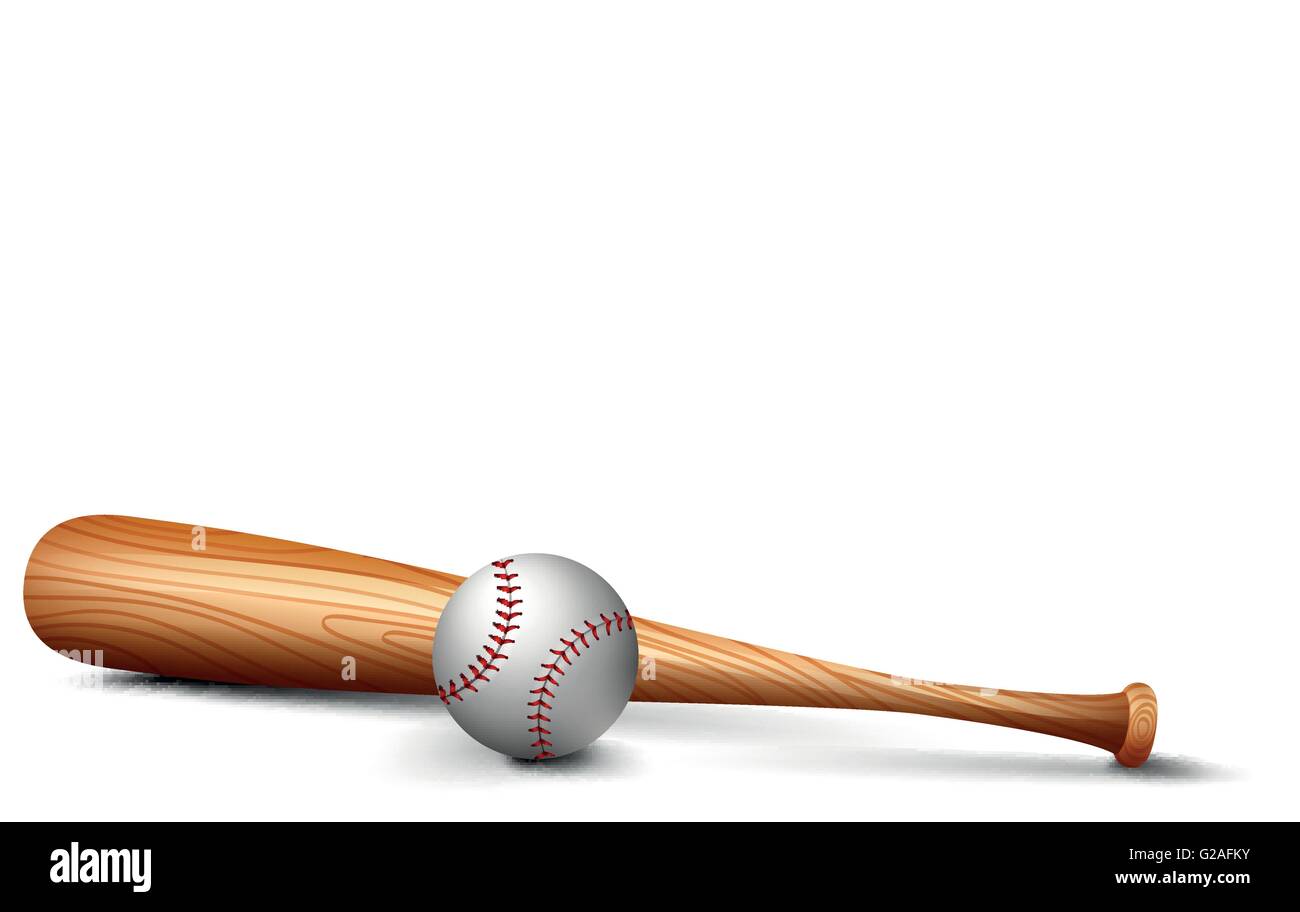 Wooden bat and baseball illustration Stock Vector Image & Art - Alamy