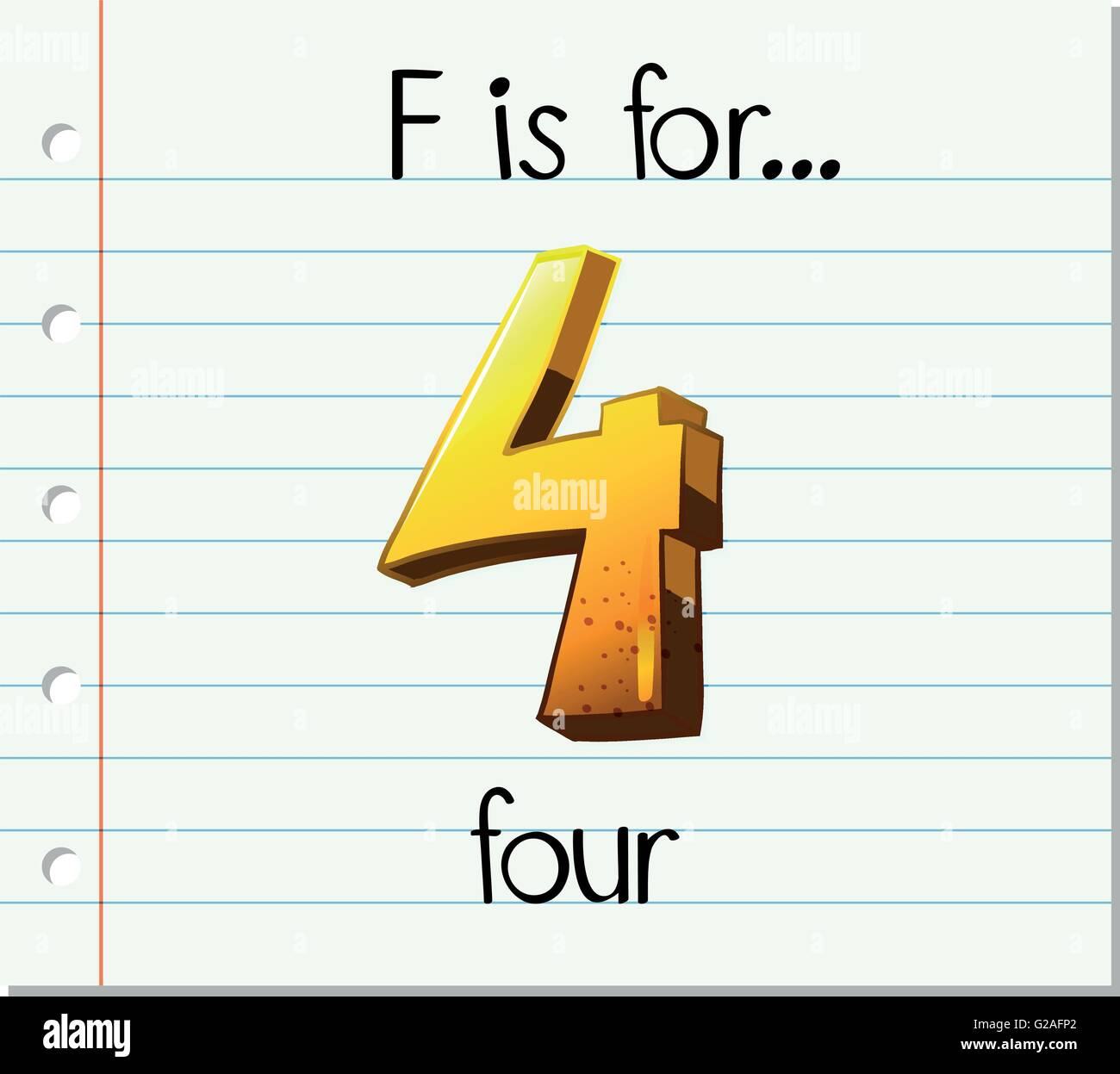 Flashcard letter F is for four illustration Stock Vector Image & Art ...