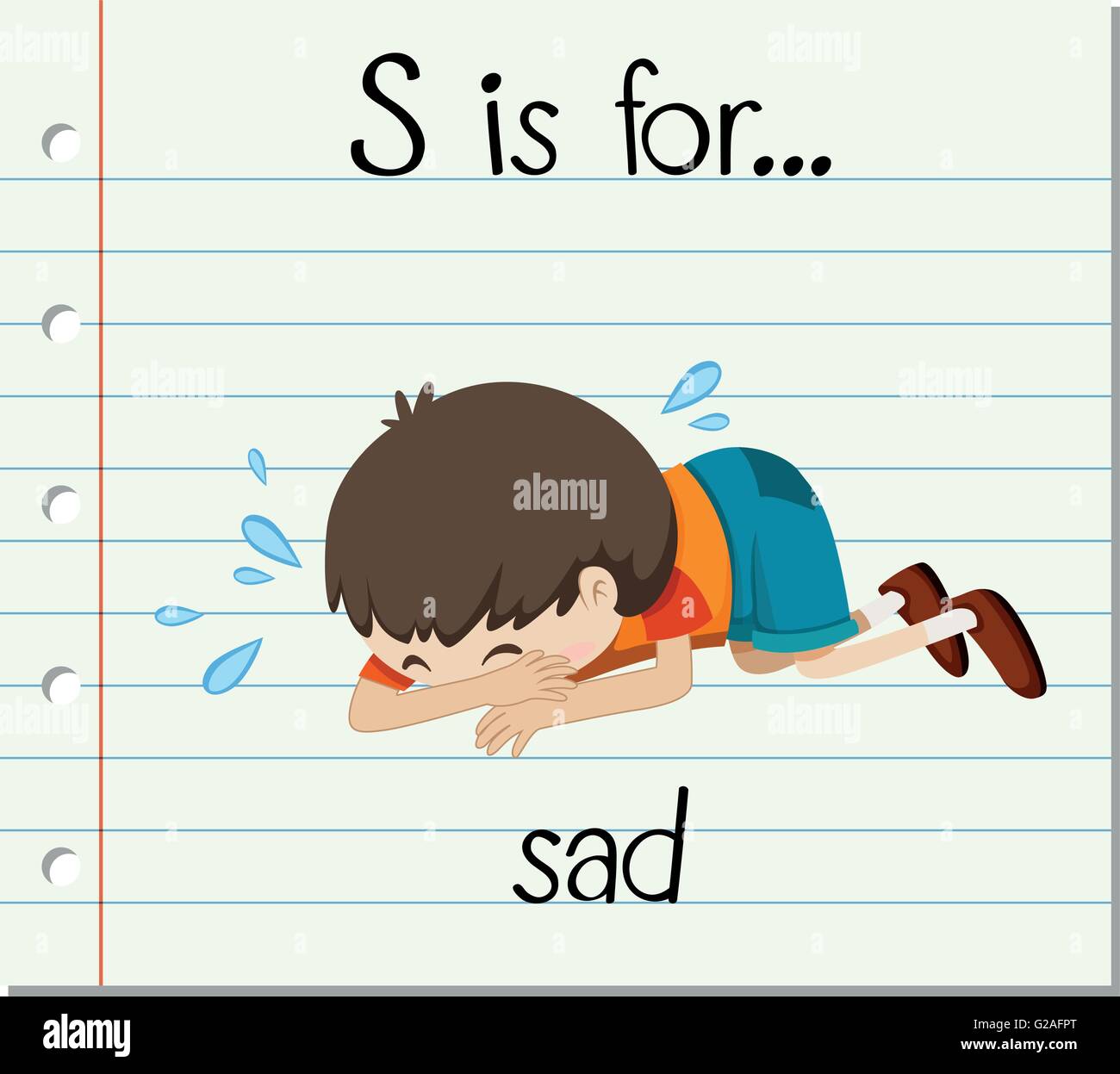 Flashcard letter S is for sad illustration Stock Vector Image & Art - Alamy