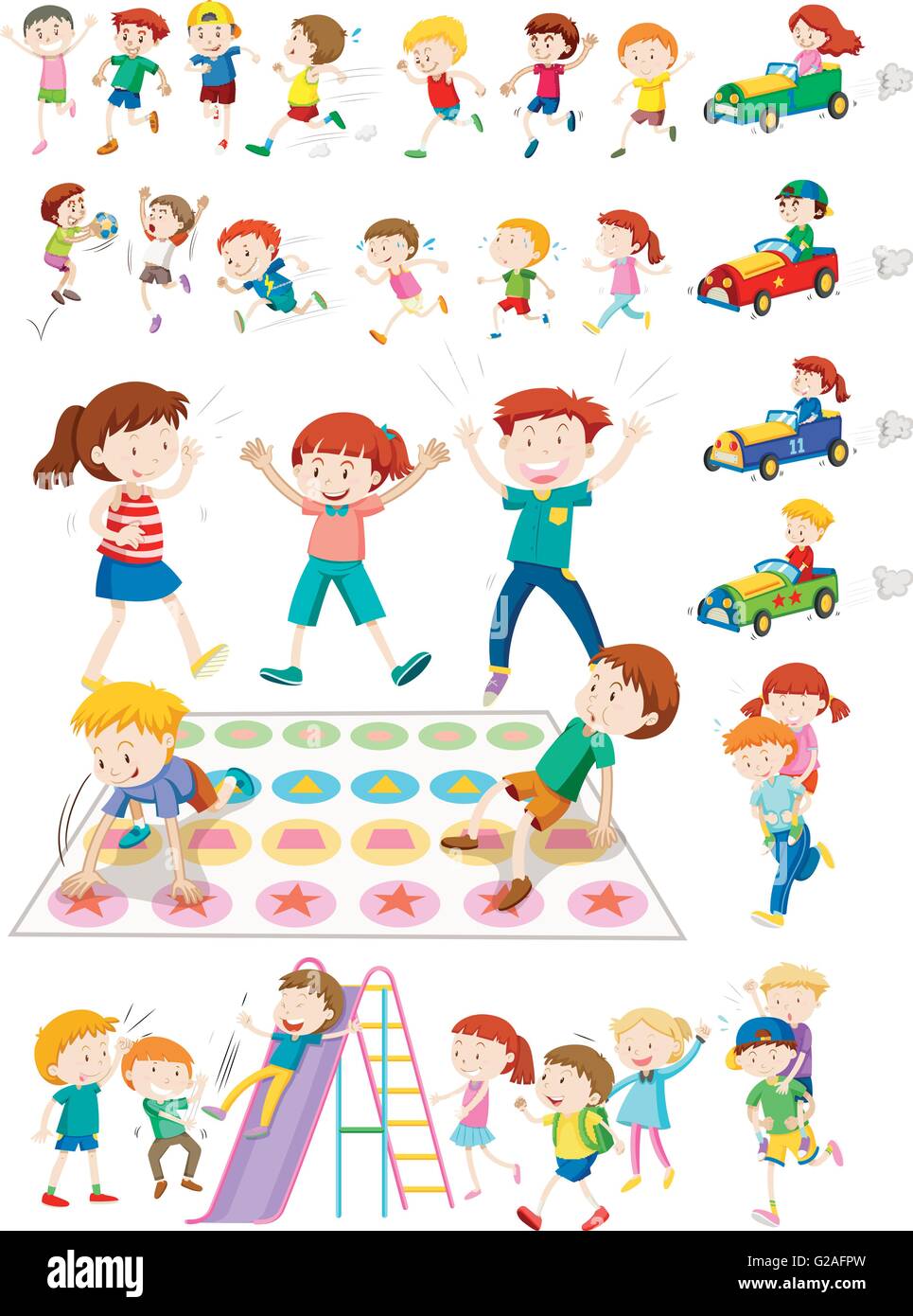 Children characters playing games illustration Stock Vector Image & Art ...