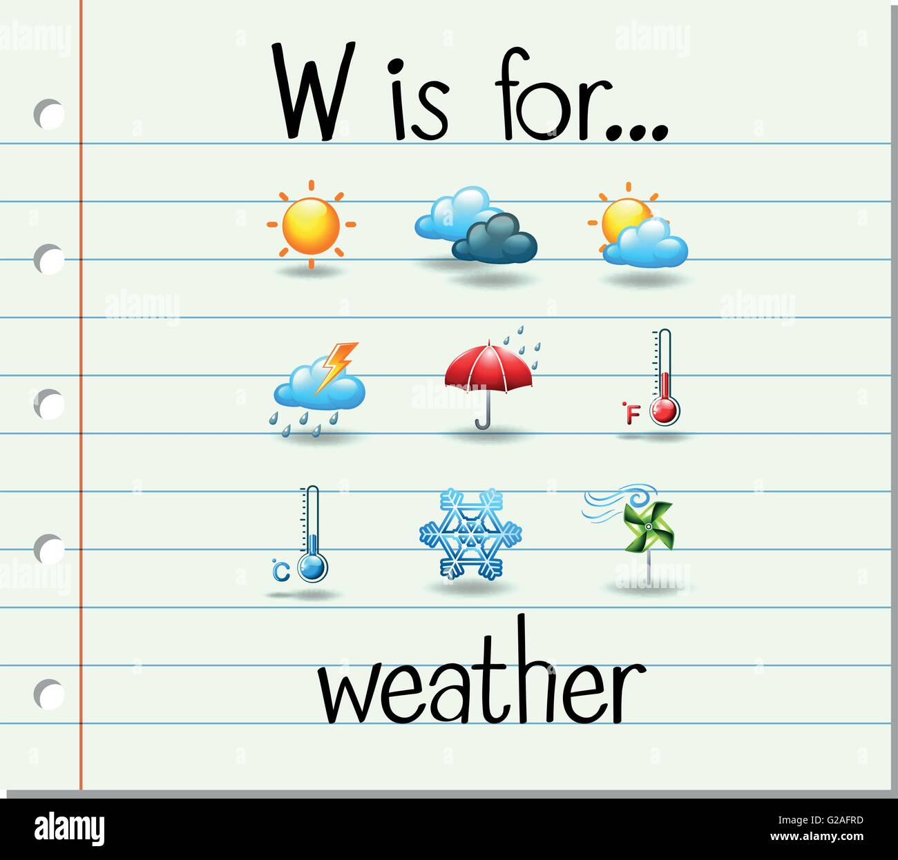 Flashcard letter W is for weather illustration Stock Vector Image & Art ...