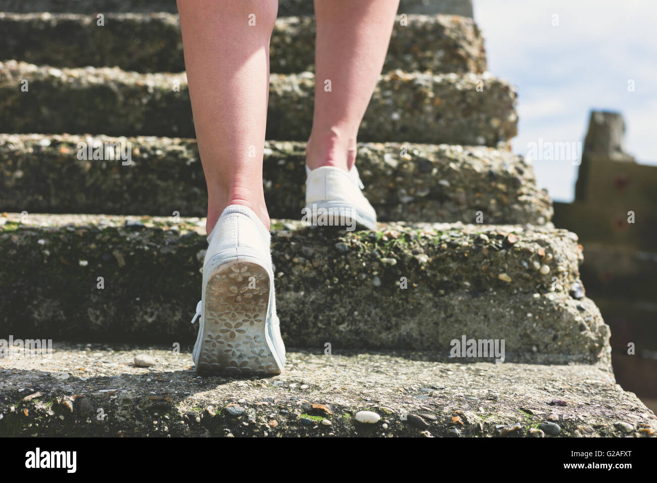 Woman feet step hi-res stock photography and images - Alamy