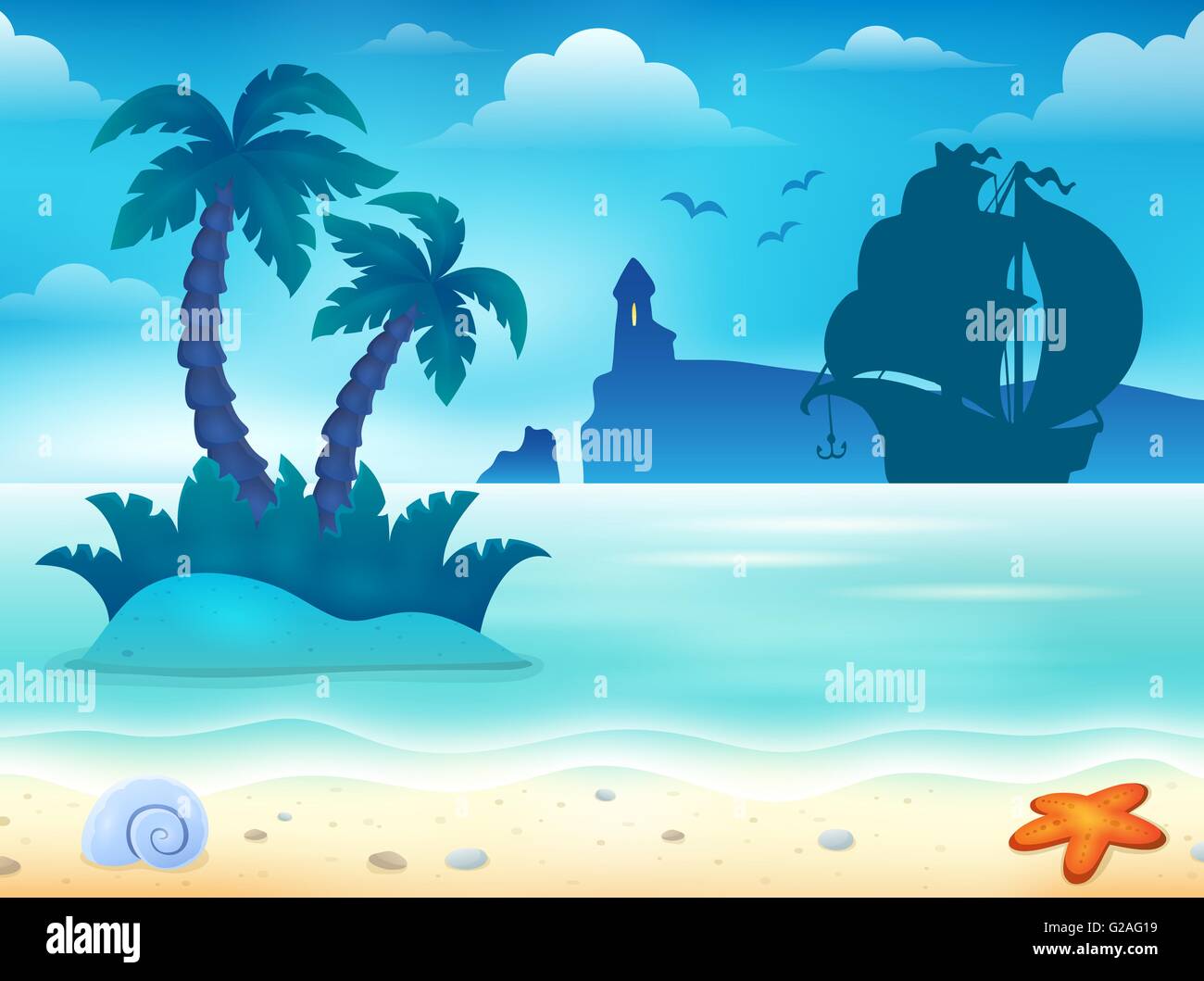 Beach topic image 5 - picture illustration Stock Photo - Alamy