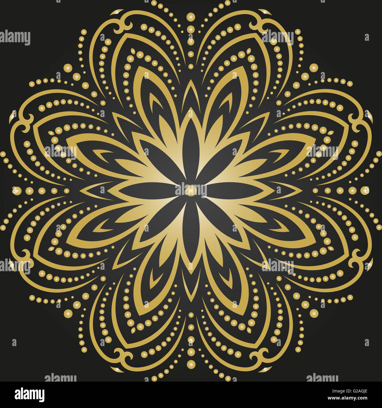 Oriental Abstract Golden Round Pattern Stock Photo - Alamy