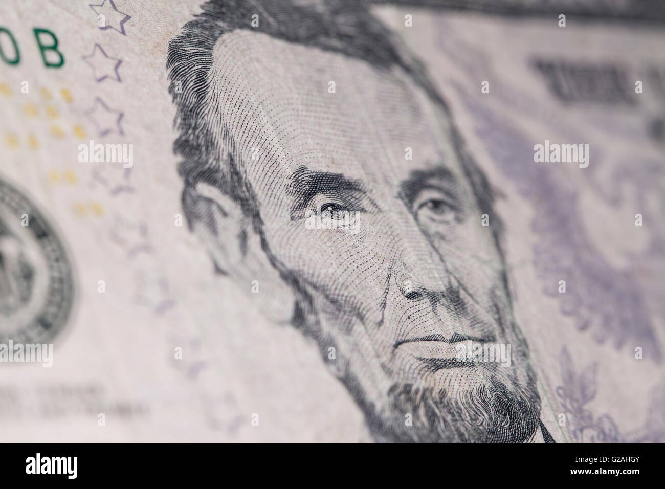 American new five dollar banknote macro Stock Photo - Alamy
