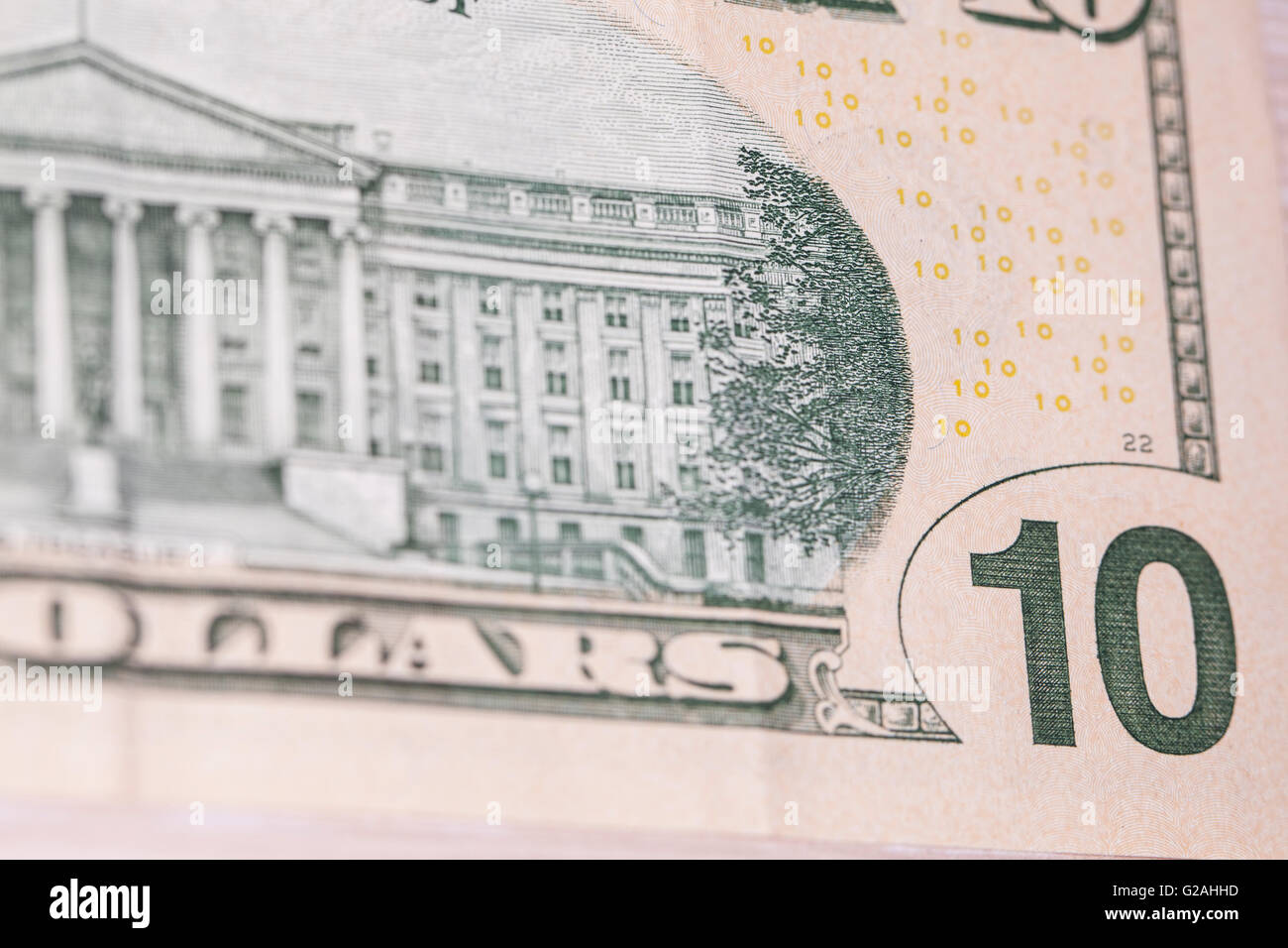 Back of a ten dollar bill Stock Photo - Alamy