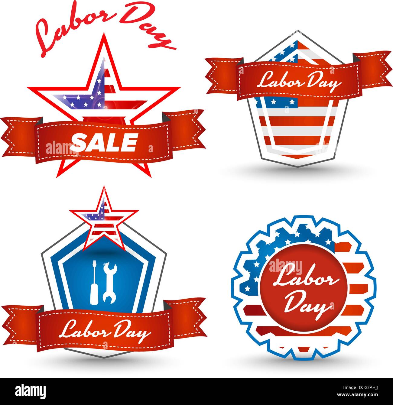 Labor day stickers Stock Vector Image & Art - Alamy