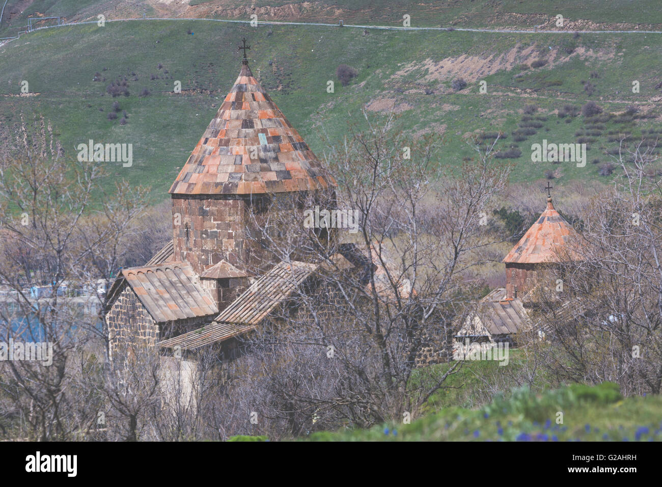 The 9th century Armenian monastery of Sevanavank at lake Sevan Stock ...