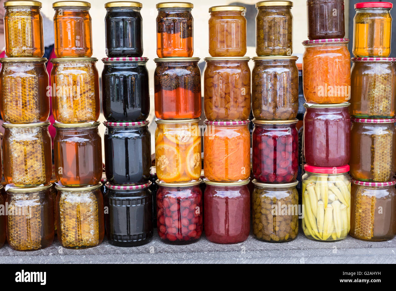 Home-made pine tree cones jam, specialty of Borjomi, Georgia. Borjomi ...