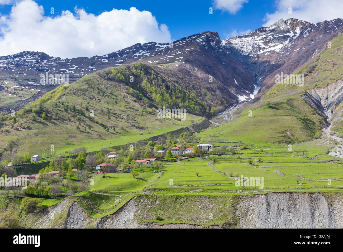 Mountain landscape in Georgia Kaukaz with beautiful sky Stock Photo - Alamy