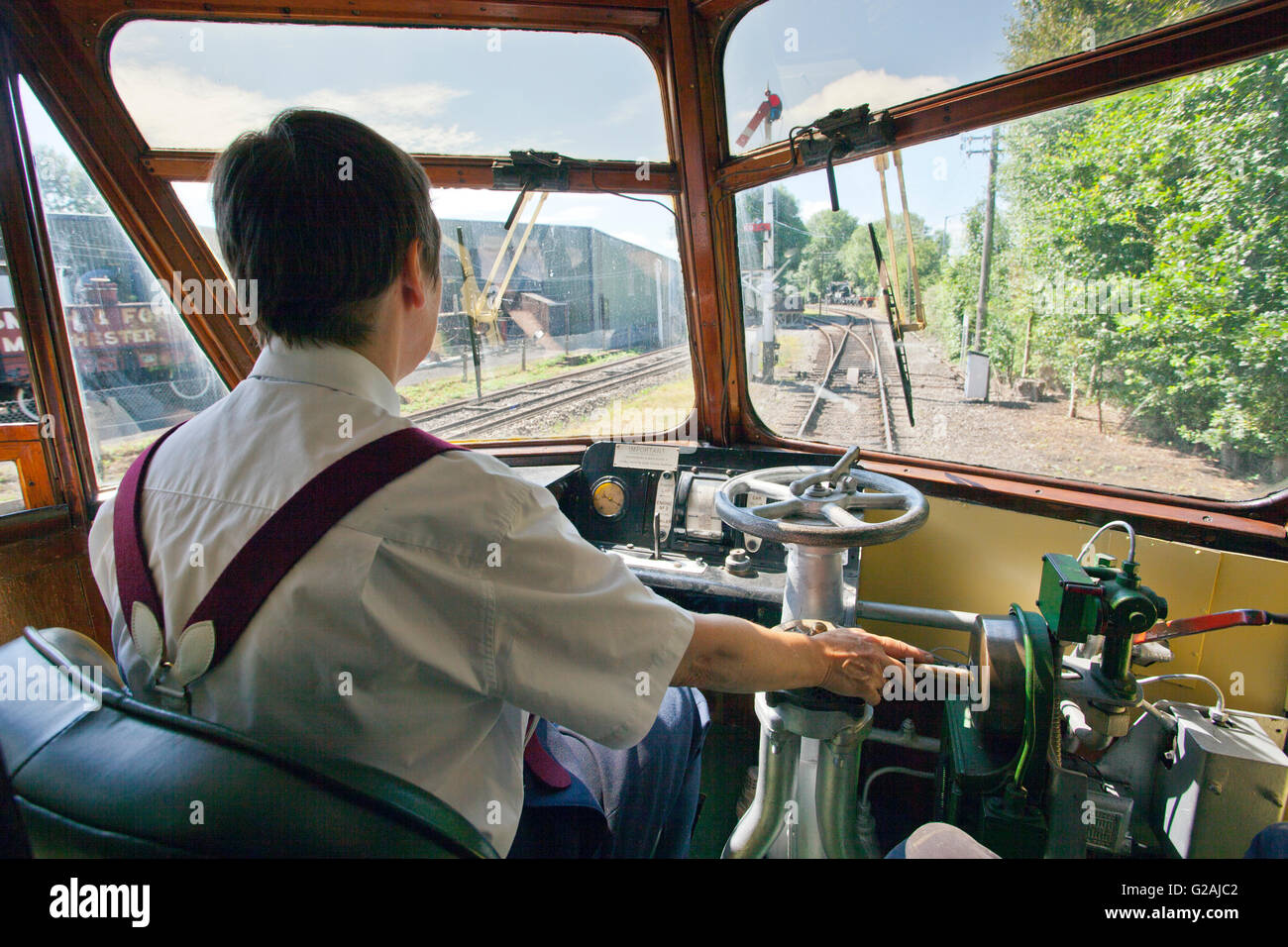 Lady driver of a former Great Western Railway vintage Railmotor at the ...