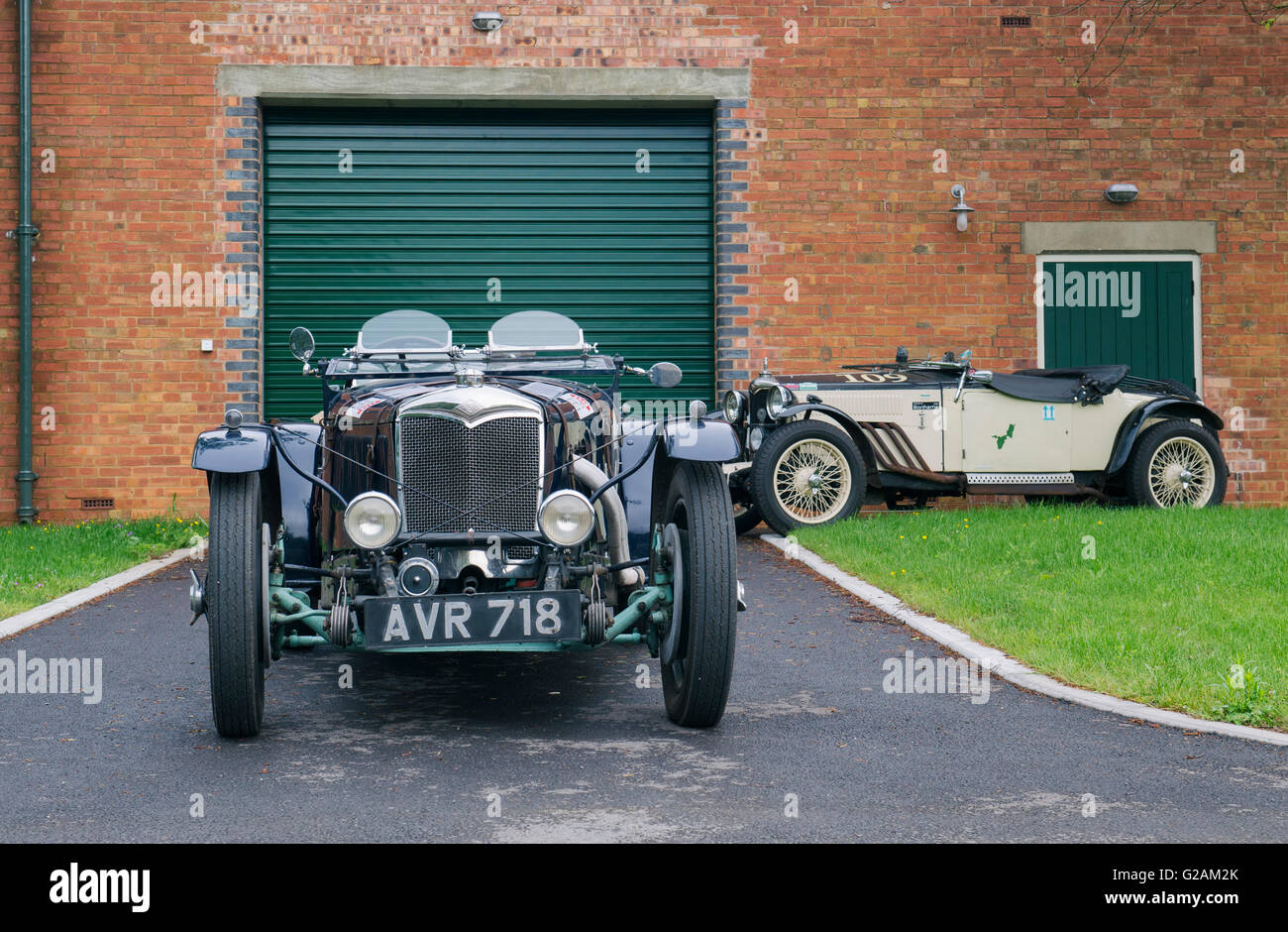 Vintage Riley cars at Bicester Heritage Centre. Oxfordshire, England ...