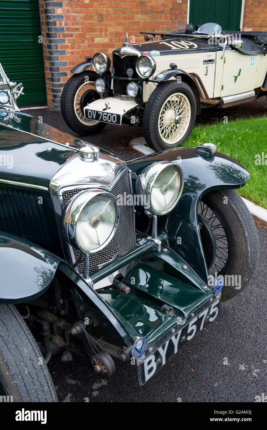 Vintage Riley cars at Bicester Heritage Centre. Oxfordshire, England ...