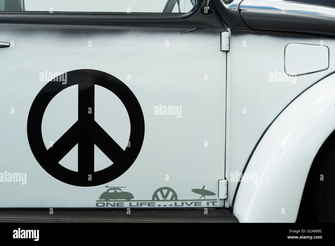 VW Volkswagen beetle car with a CND sticker abstract Stock Photo - Alamy