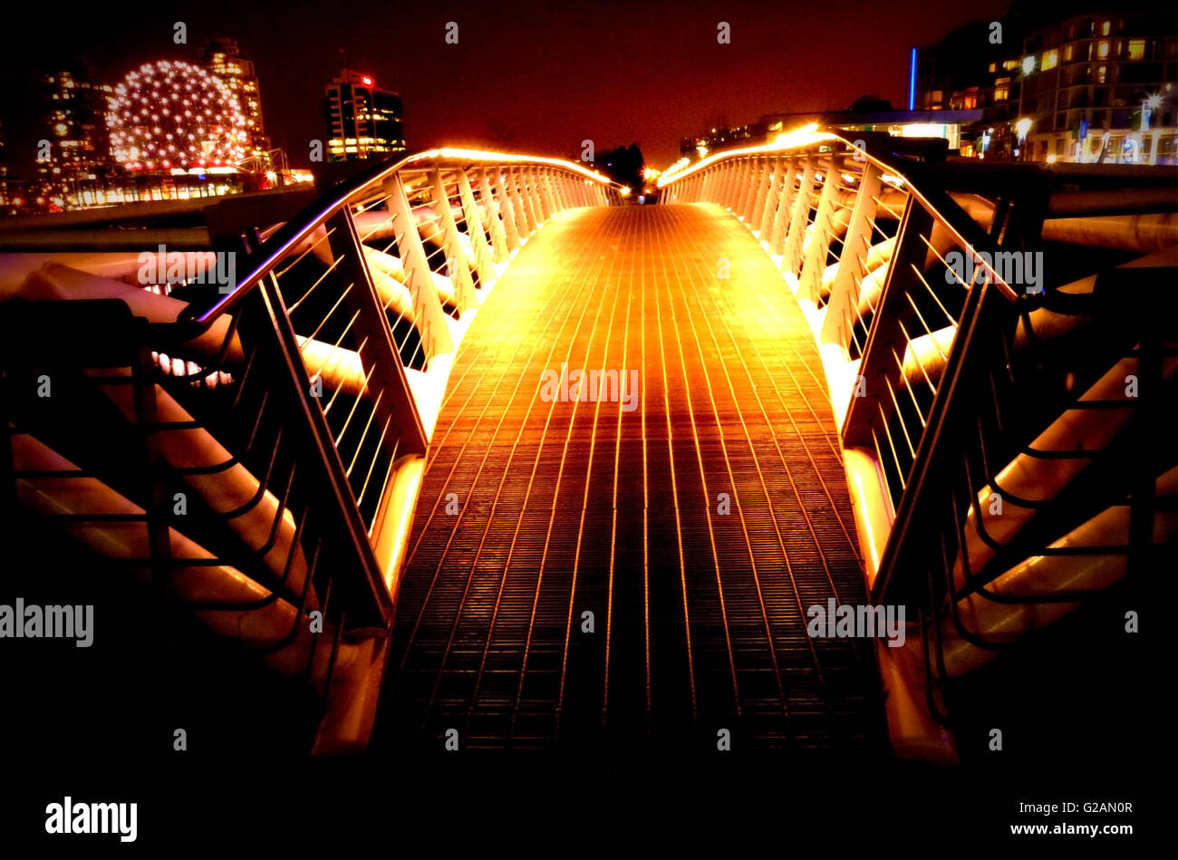 Small Bridge at night, False creek, Vancouver Stock Photo - Alamy
