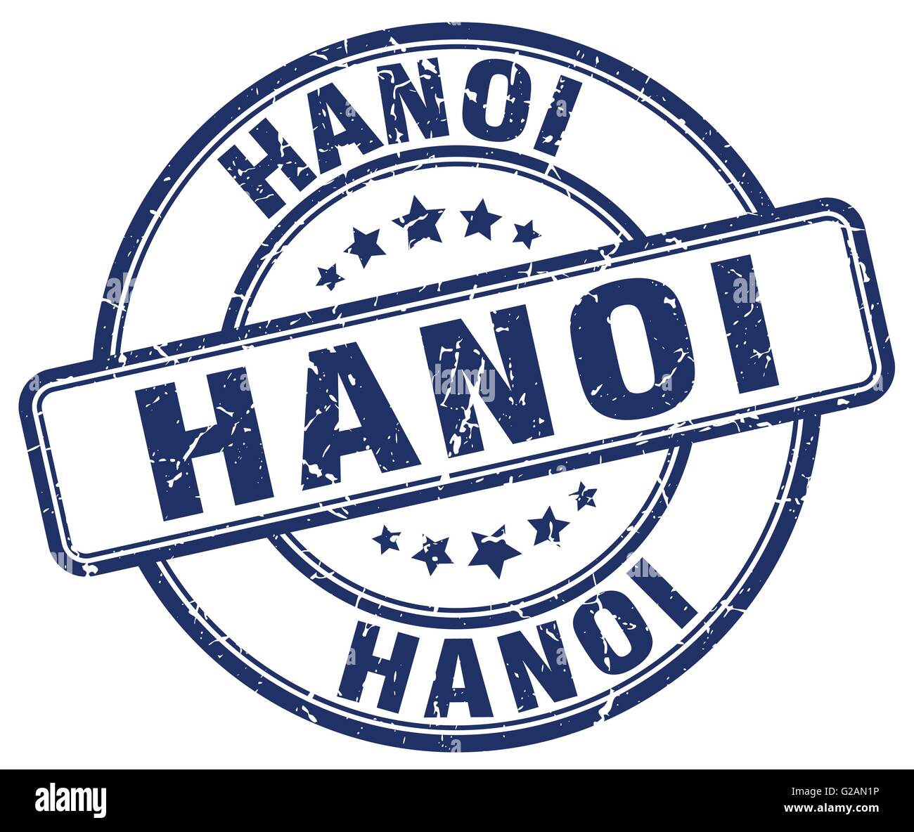 Hanoi blue grunge round vintage rubber stamp Stock Vector Image & Art ...