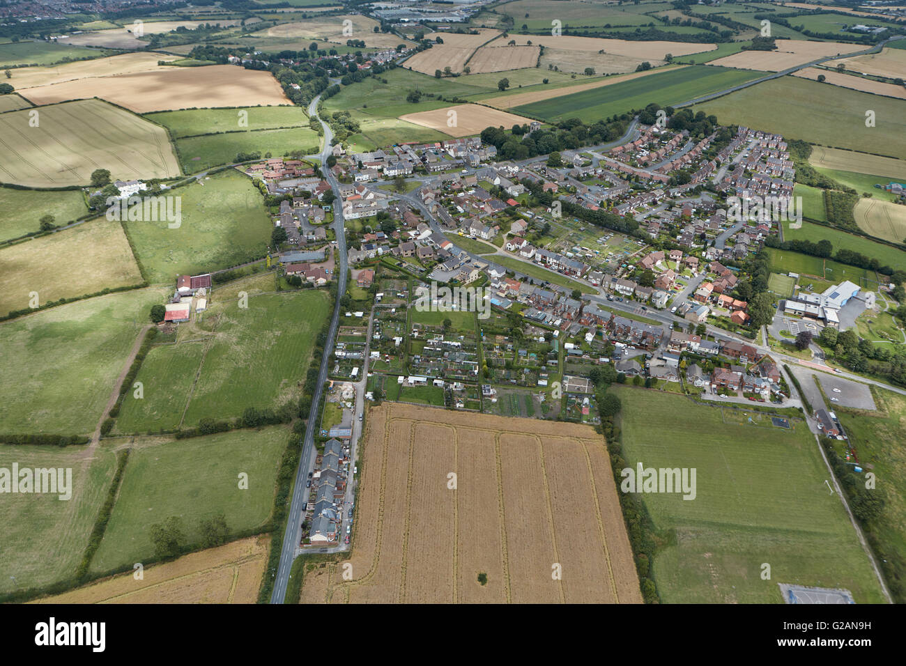 An aerial view of the Durham village of Kirk Merrington Stock Photo - Alamy
