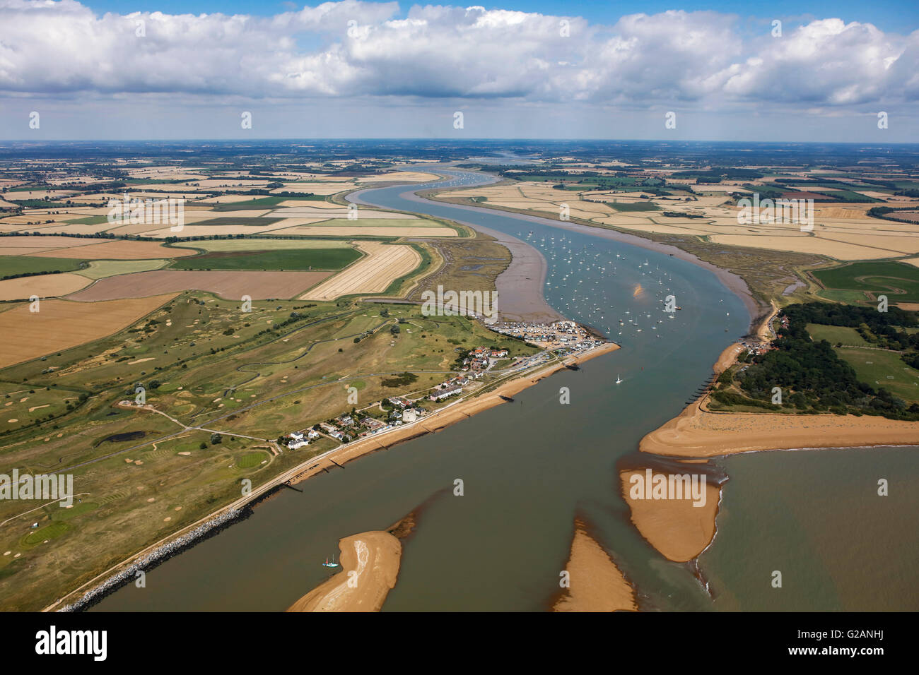 Scenic aerial view of the River Deben near Felixstowe in Suffolk Stock ...