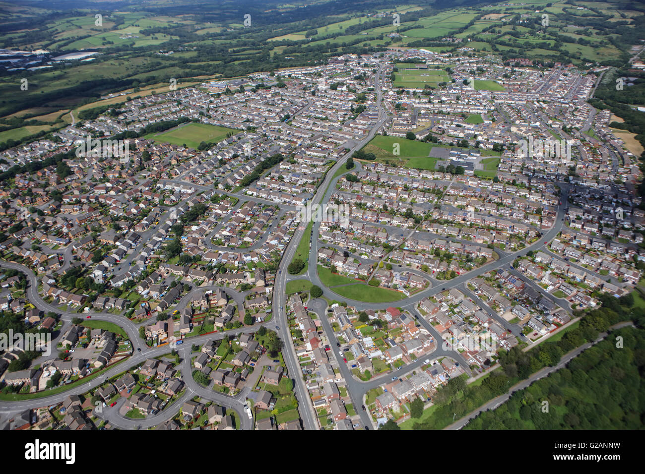 An aerial view of the South Wales town of Llantrisant Stock Photo - Alamy