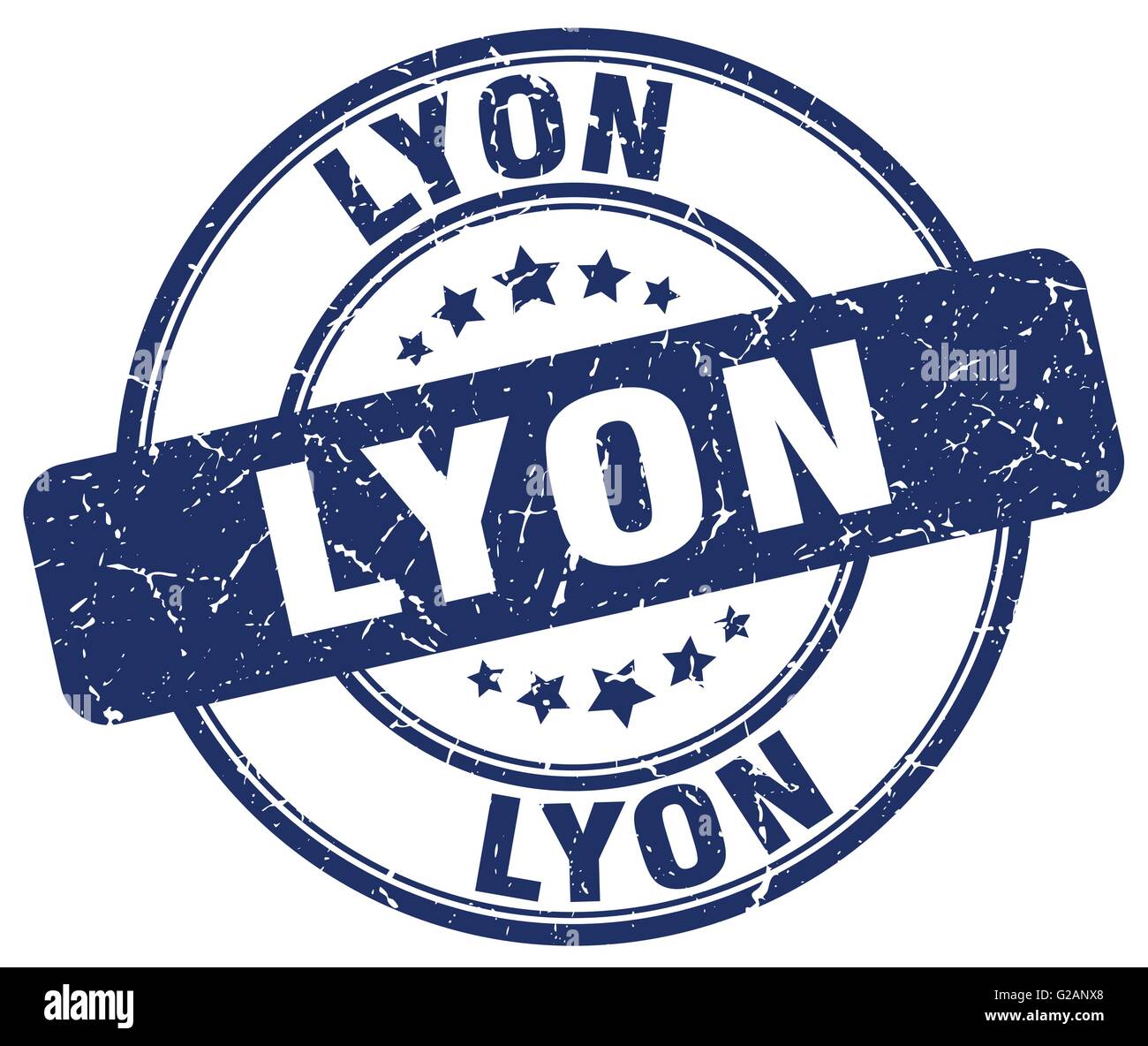 Lyon blue grunge round vintage rubber stamp Stock Vector Image & Art ...