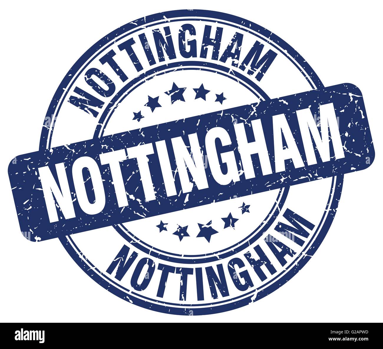 Nottingham blue grunge round vintage rubber stamp Stock Vector Image ...