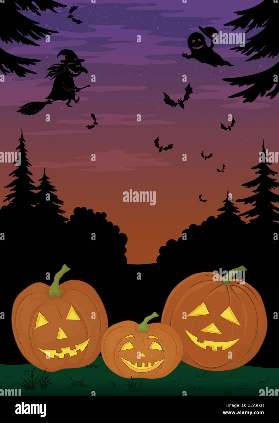 Vertical halloween autumn pumpkins Stock Vector Images - Alamy