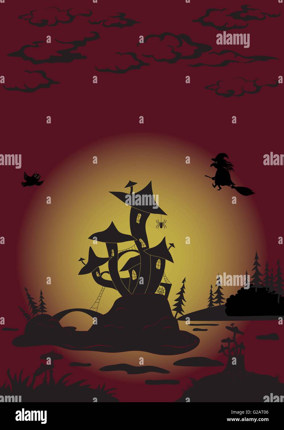 Halloween night background witch Stock Vector Images - Alamy