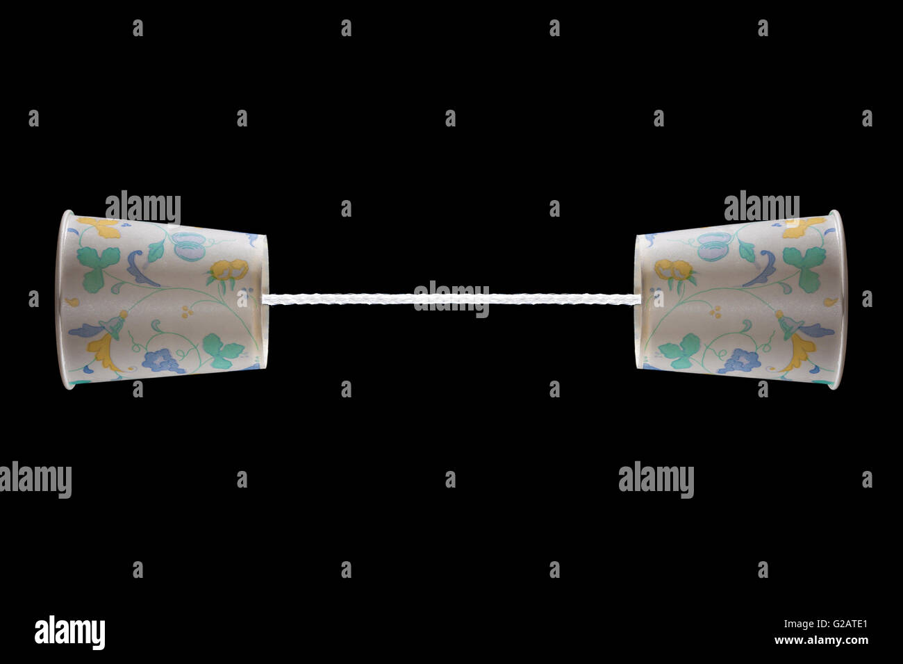 dixie cup and string for use as telephone Stock Photo - Alamy