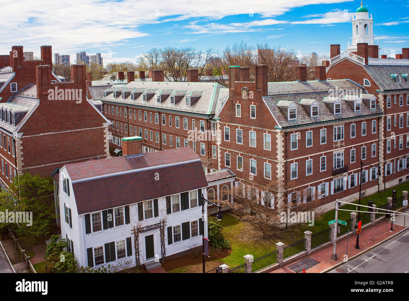 Aerial view on John F Kennedy Street in the Harvard University Area in ...