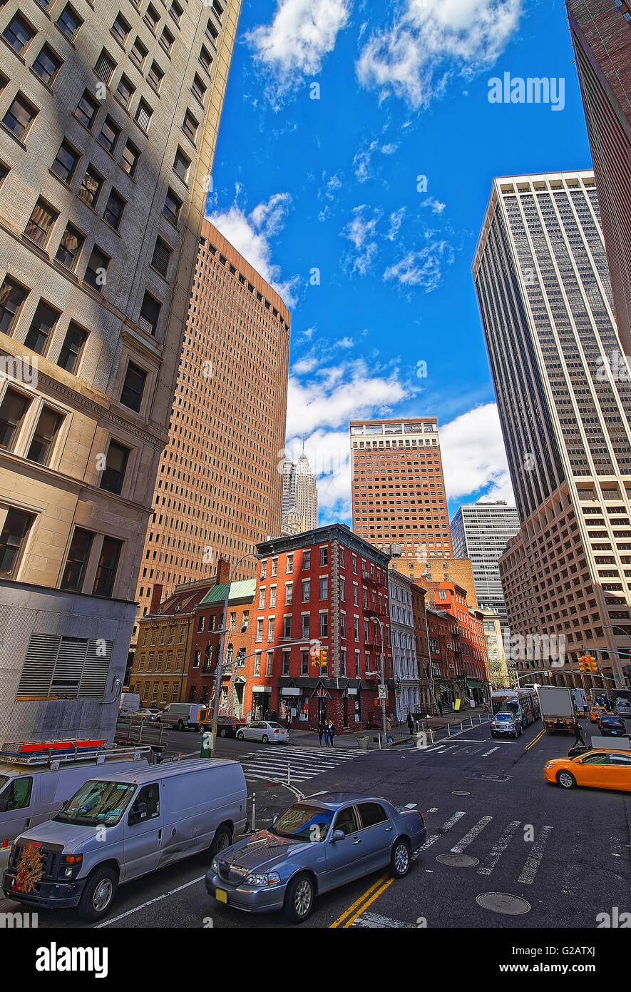 Intersection of Water Street and Broad Street in Financial District in ...