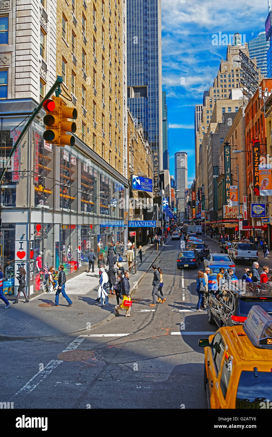 New York, USA - April 26, 2015: Intersection of West 44th Street and ...