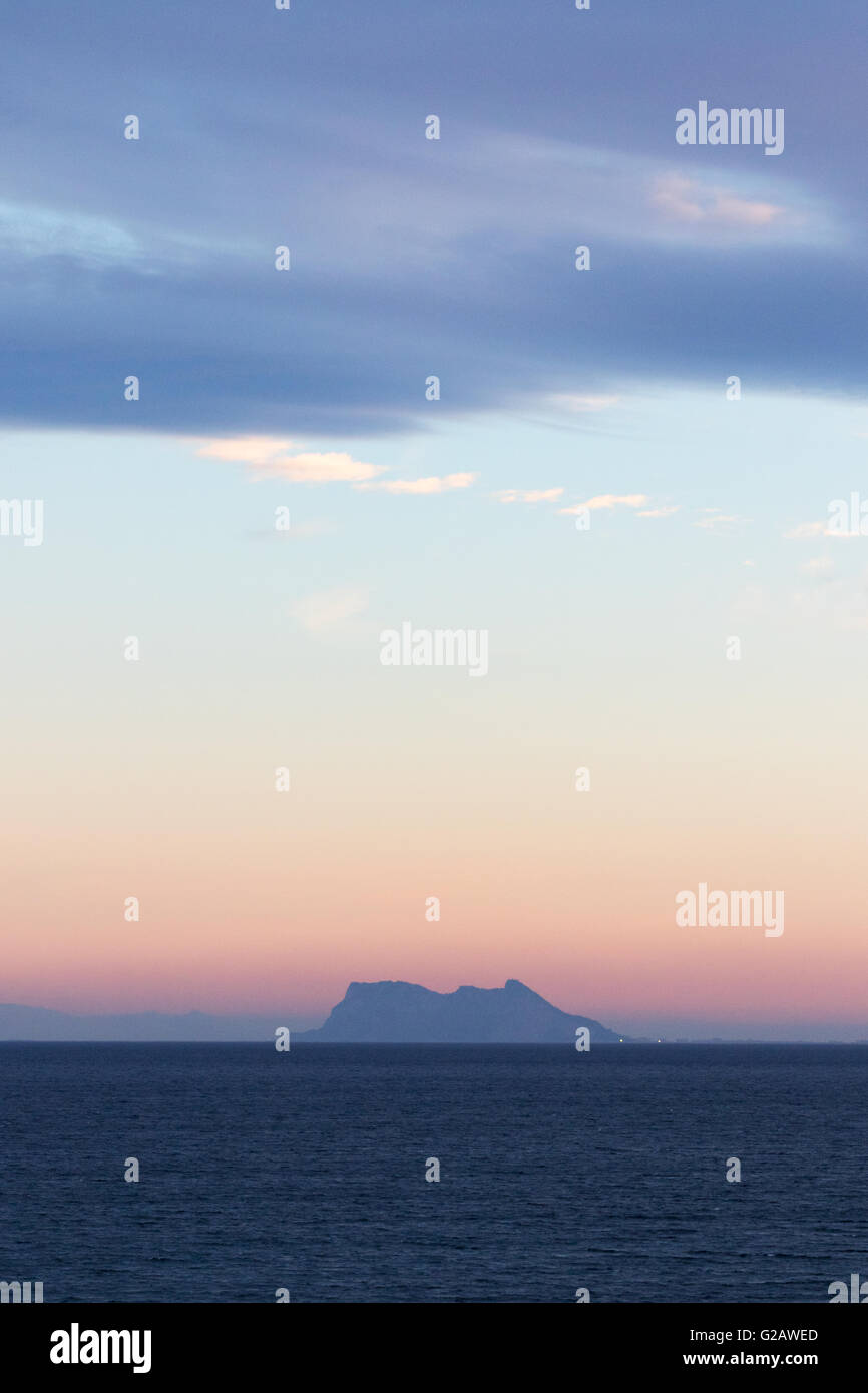 The Rock of Gibraltar seen at sunset from Spain, Europe Stock Photo - Alamy