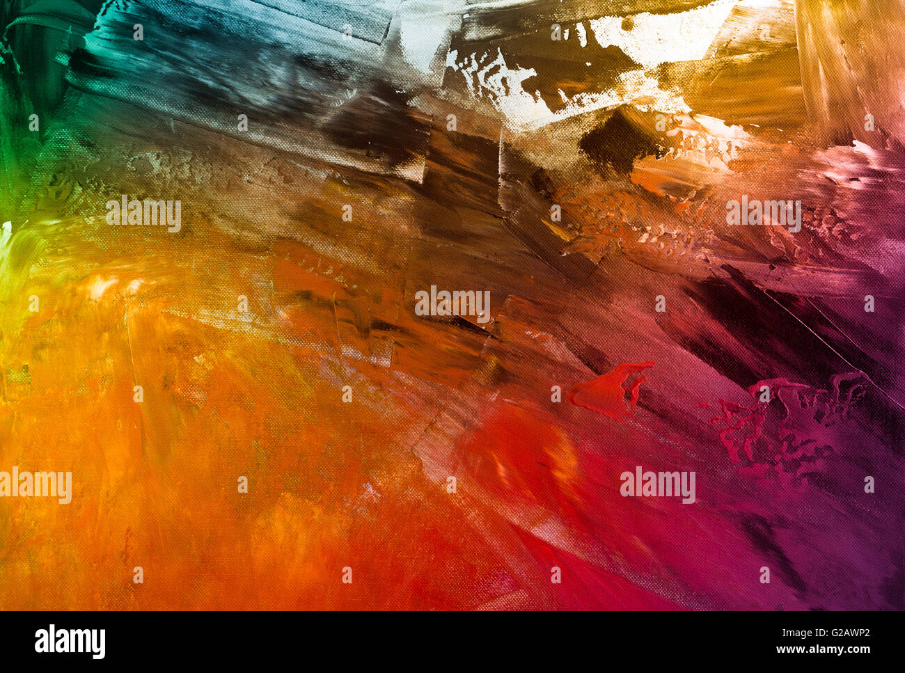 Textured rainbow painting on canvas wallpaper background Stock Photo ...