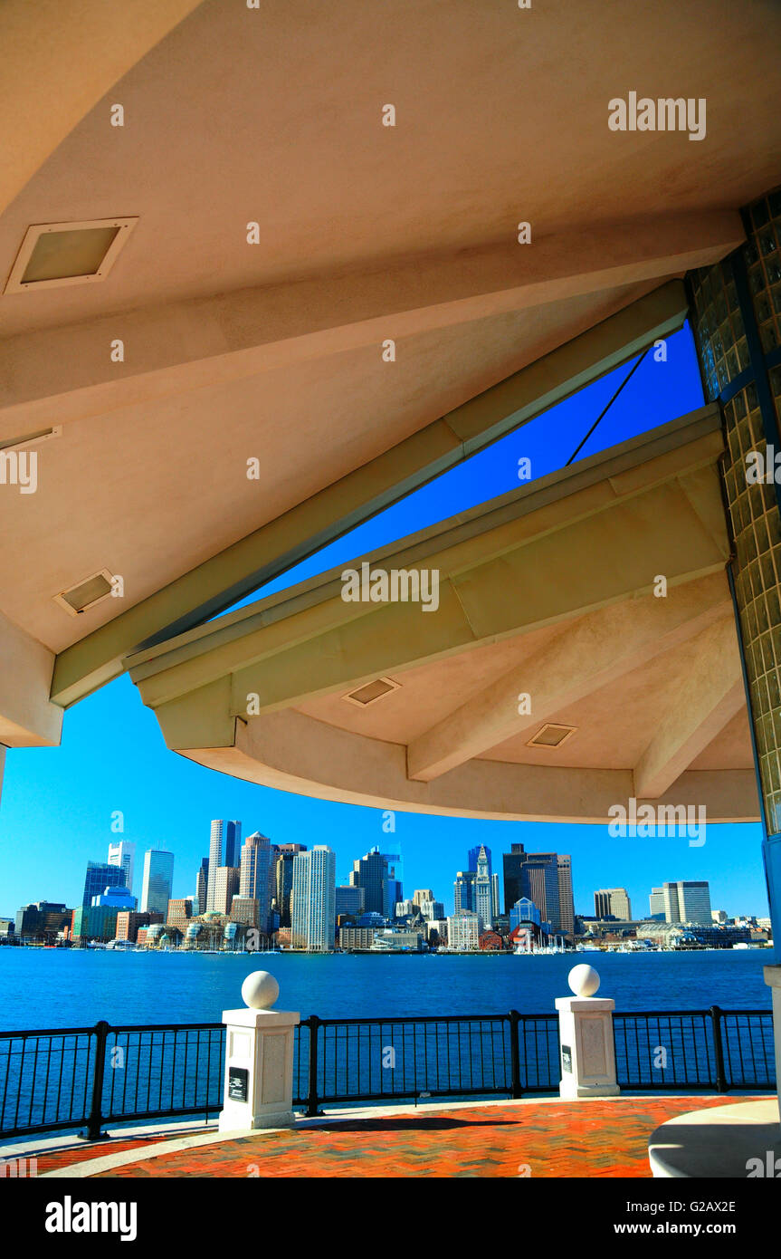 Downtown Boston under one roof. View from East Boston shore Stock Photo ...